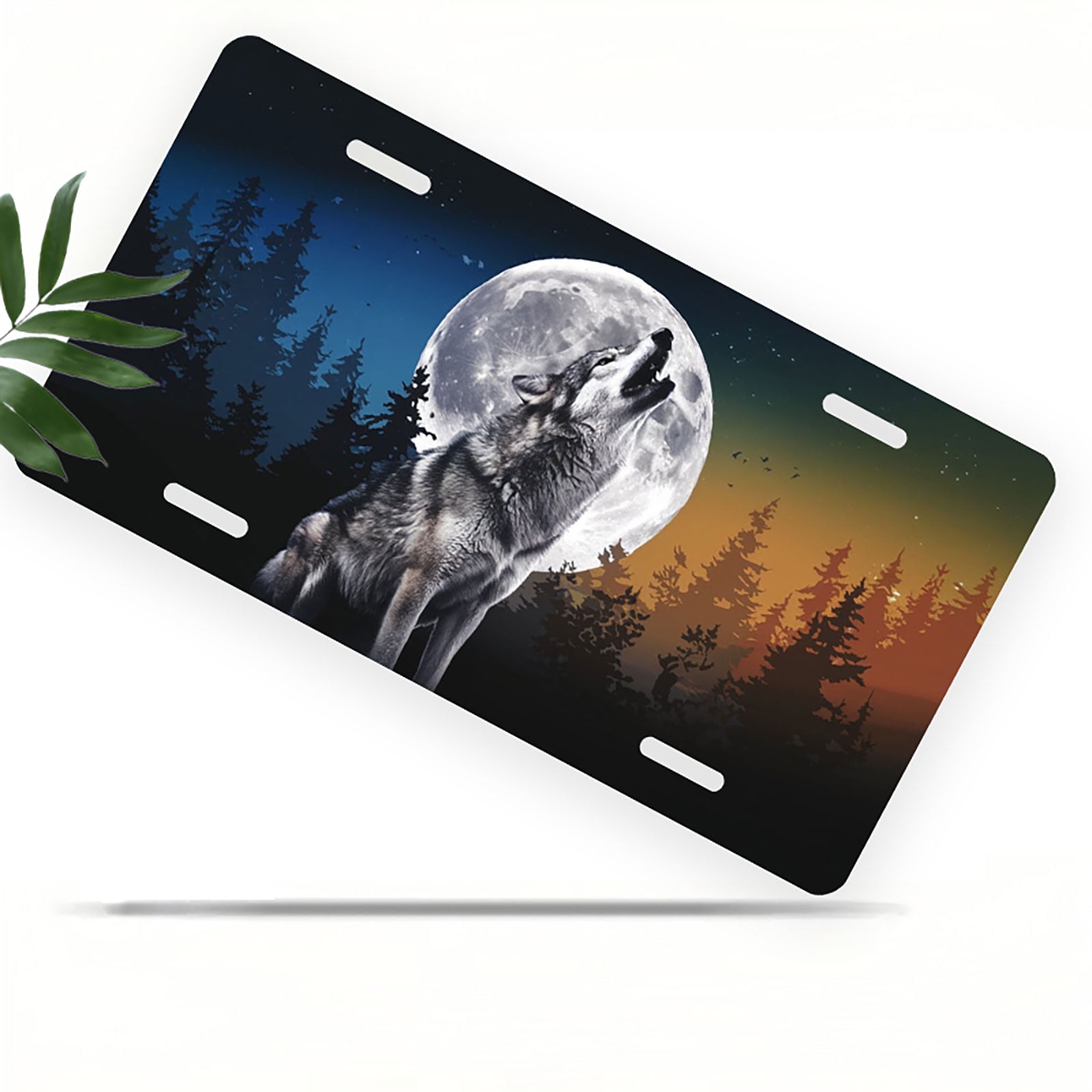 License Plate, Wolf Howling at Moon Decorative Front,Personalized ...