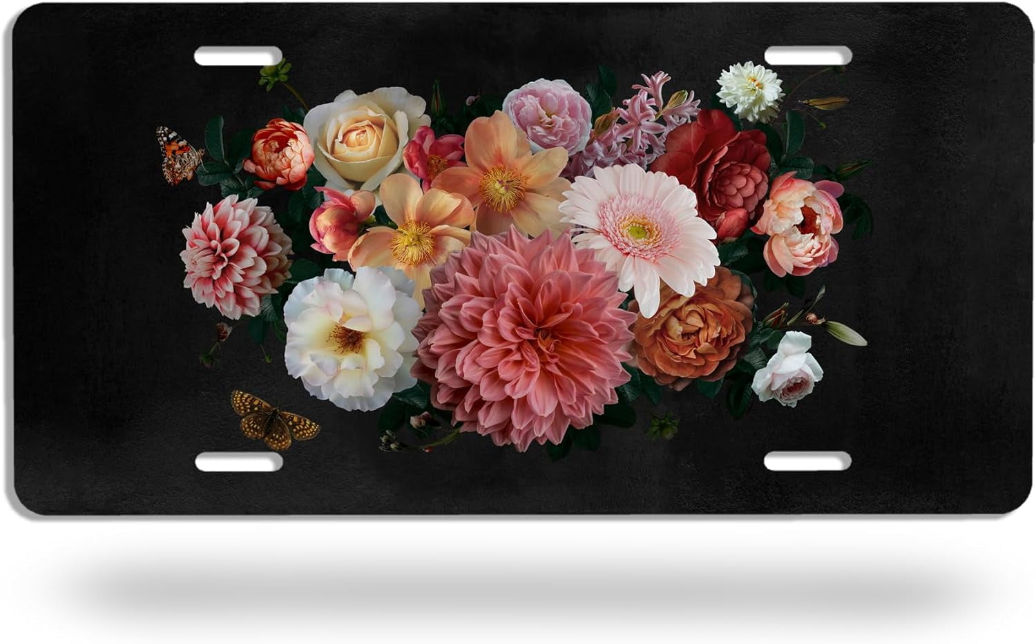 License Plates,Floral and Butterflies Decorative Car Front License ...