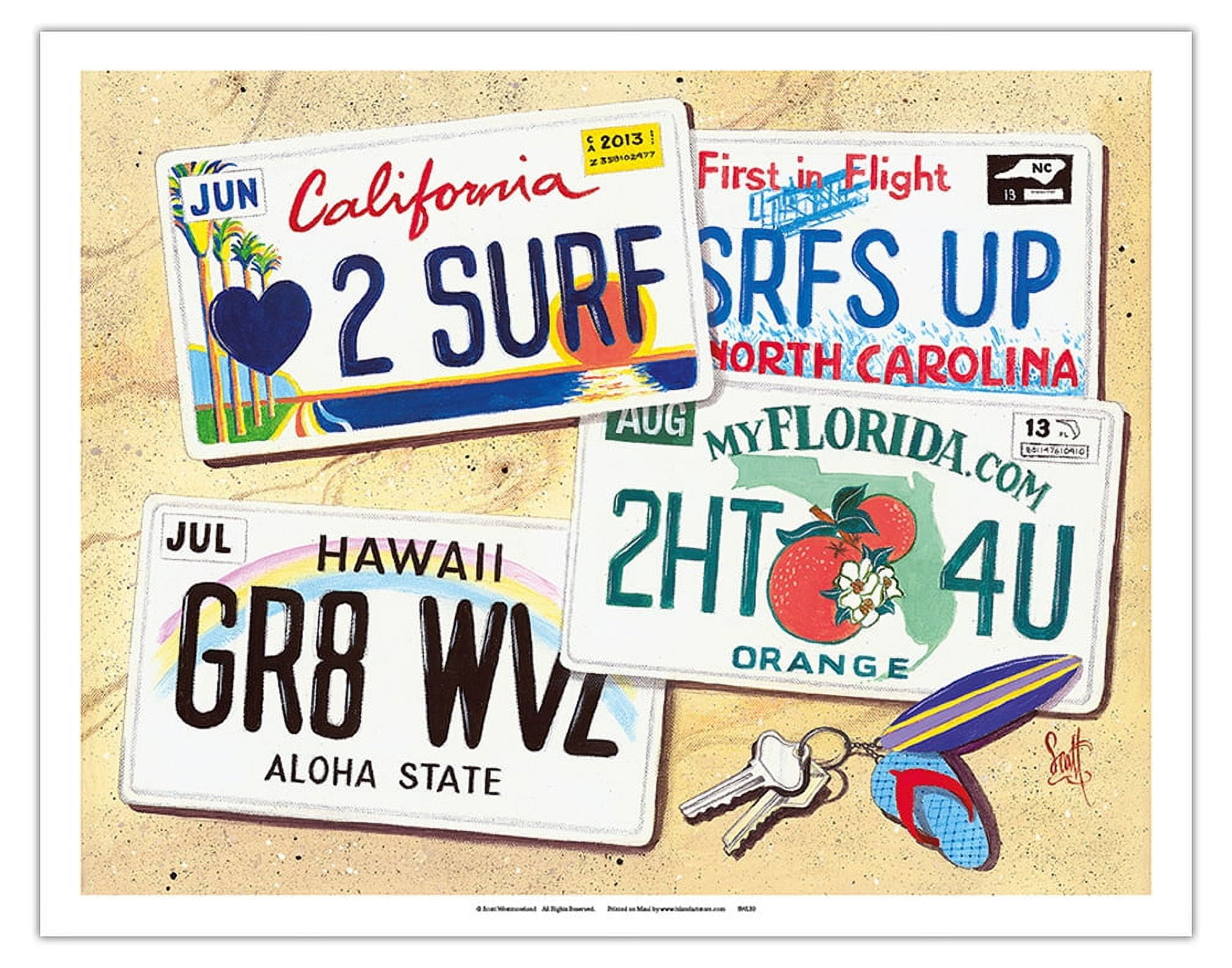 License Plates - Surf Culture Vanity Plates - From an Original Color ...