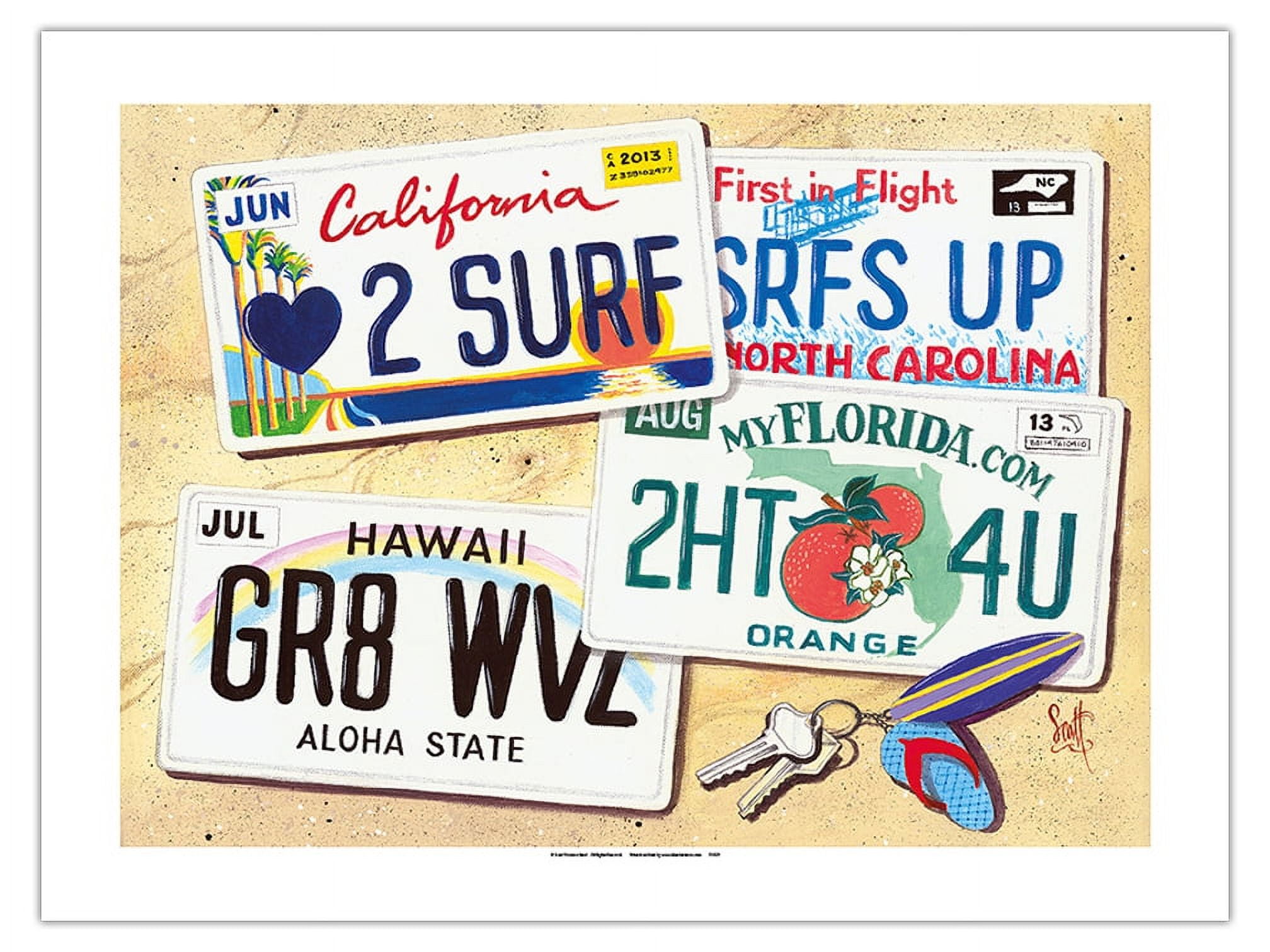 License Plates - Surf Culture Vanity Plates - From an Original Color ...
