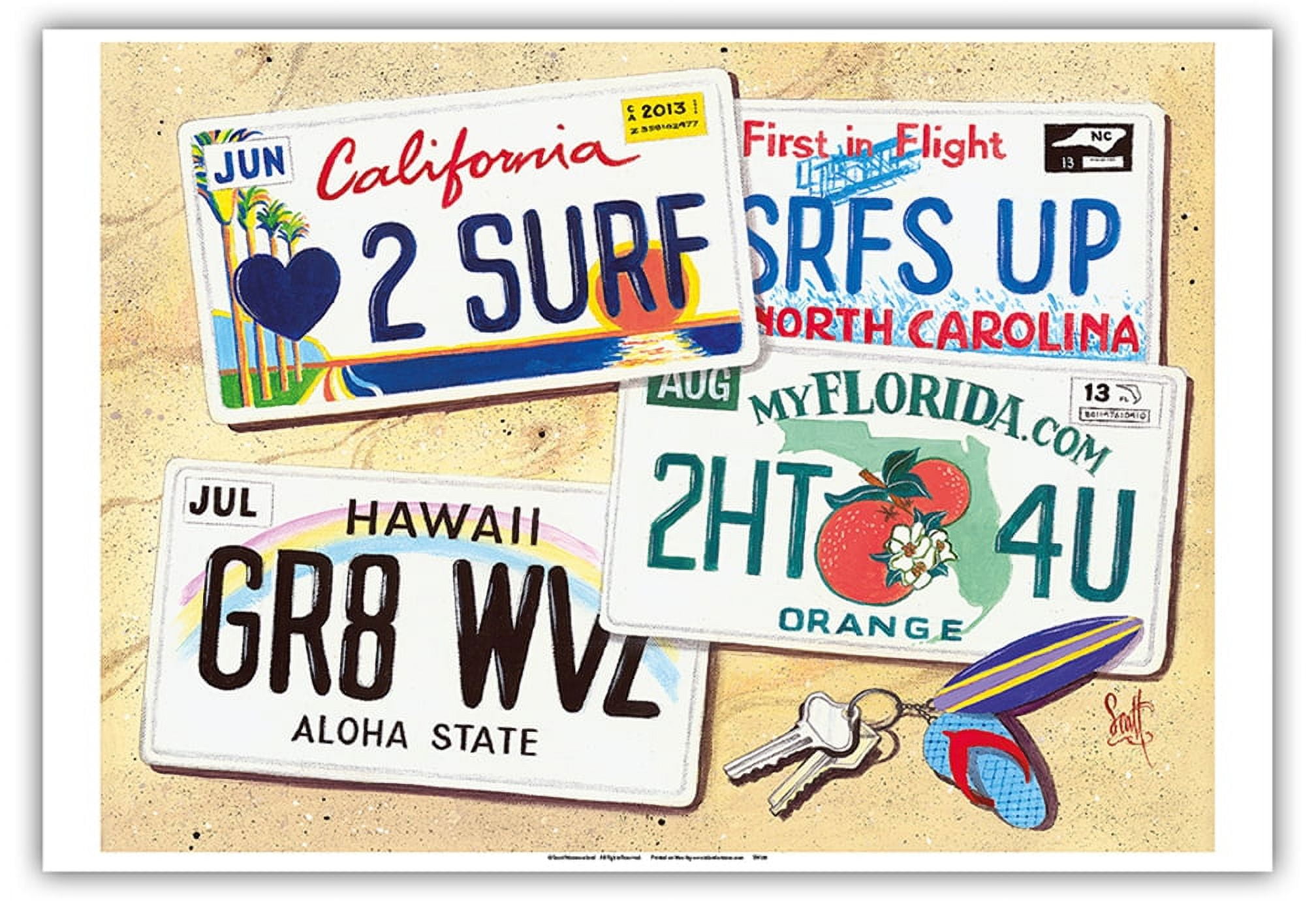 License Plates - Surf Culture Vanity Plates - From an Original Color ...