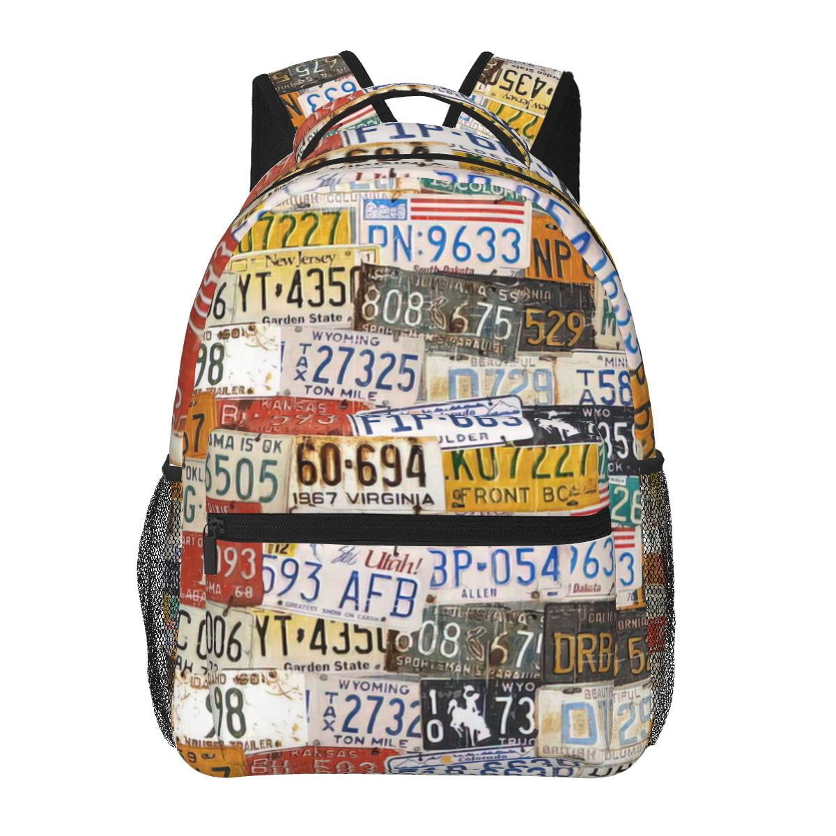 License Plates Vintage Photo Background Backpack for Travel ...