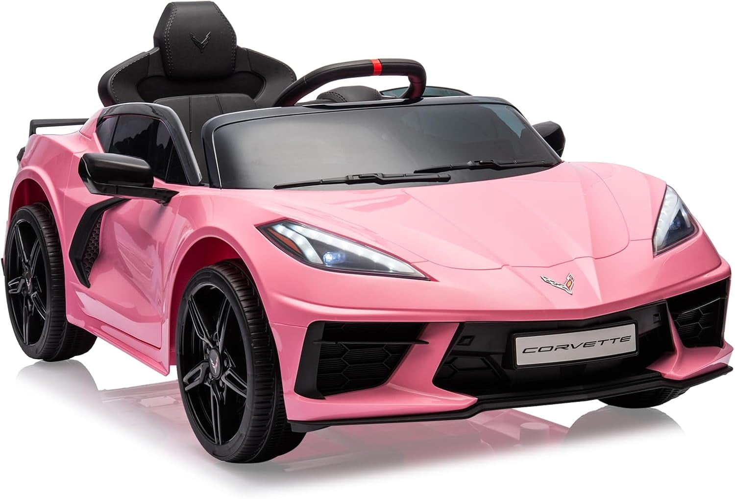 Licensed 12V Kids Ride-On Corvette, Battery-Powered Electric Sports Car ...