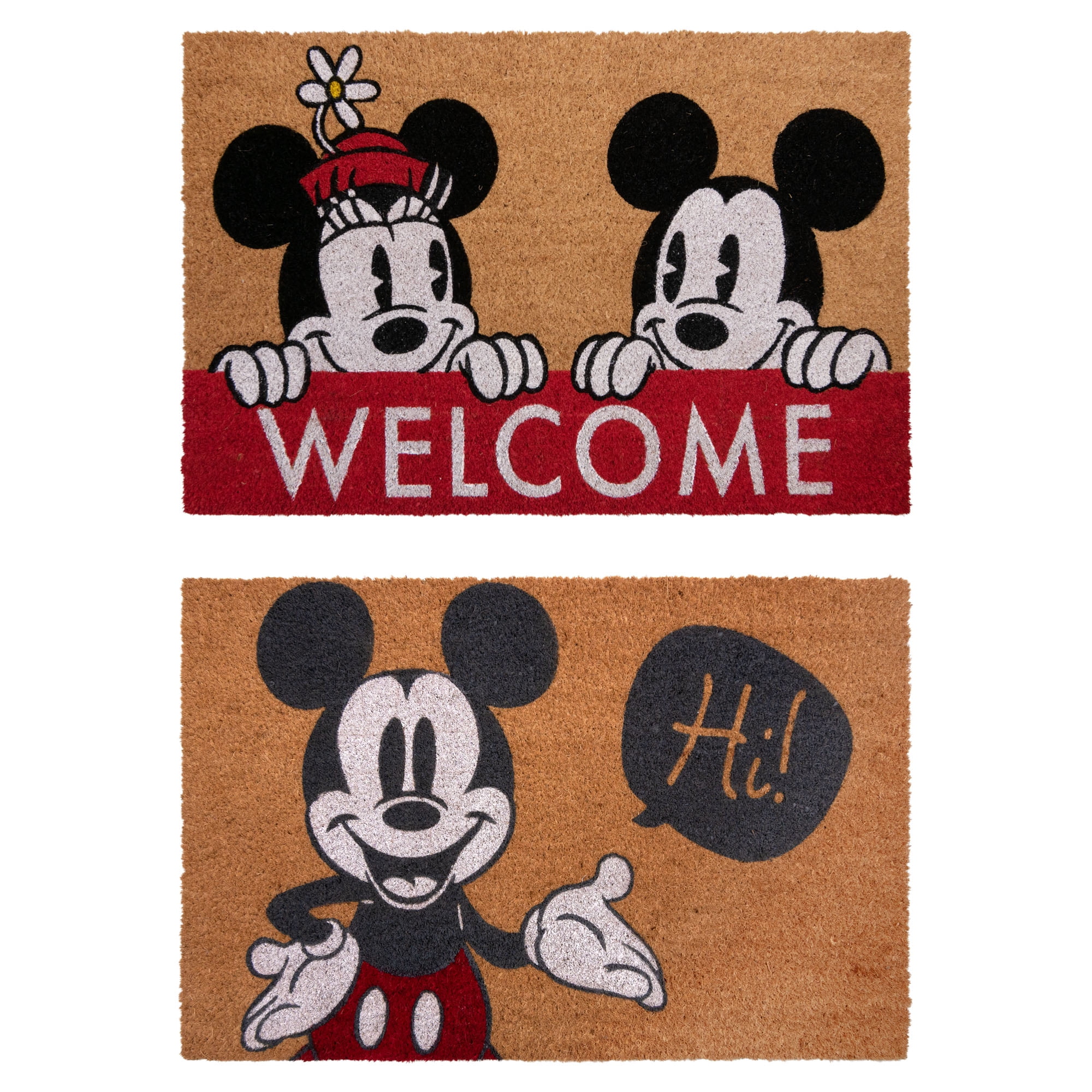 Licensed Disney Mickey Mouse Hi/Welcome Indoor/Outdoor Coir Door Mats ...