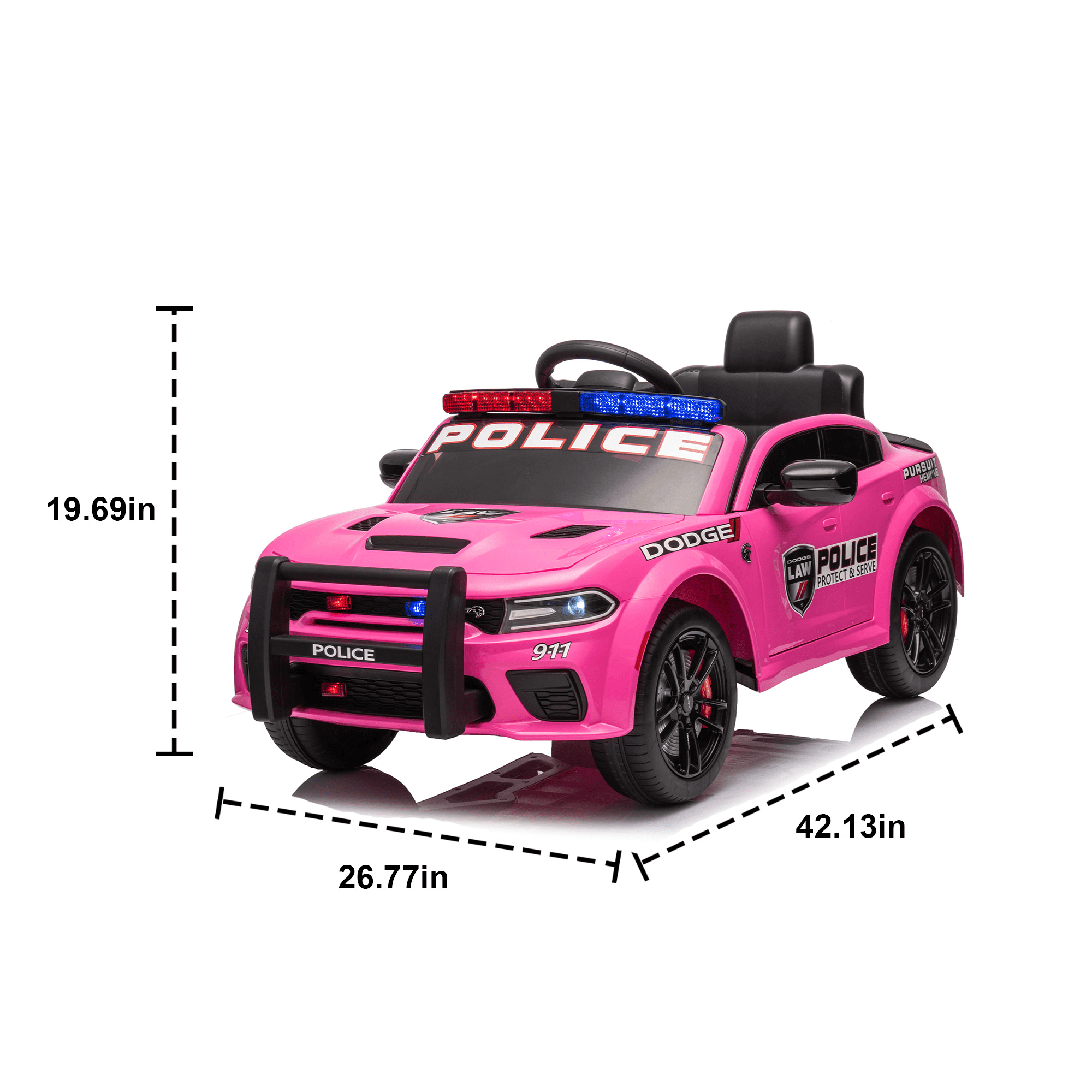 Licensed Dodge Charger 12V Kids Police Ride-On Car with Remote Control ...