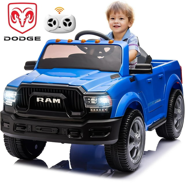 12V Dodge RAM 2500 Blue Kids Electric Car with Remote, Music & USB Port ...