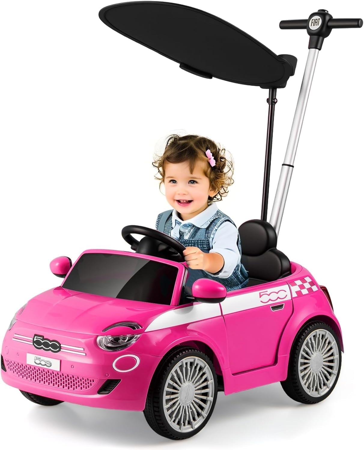 Licensed Fiat 500 Ride on Push Car by OLAKIDS, 3 in 1 Baby Stroller ...