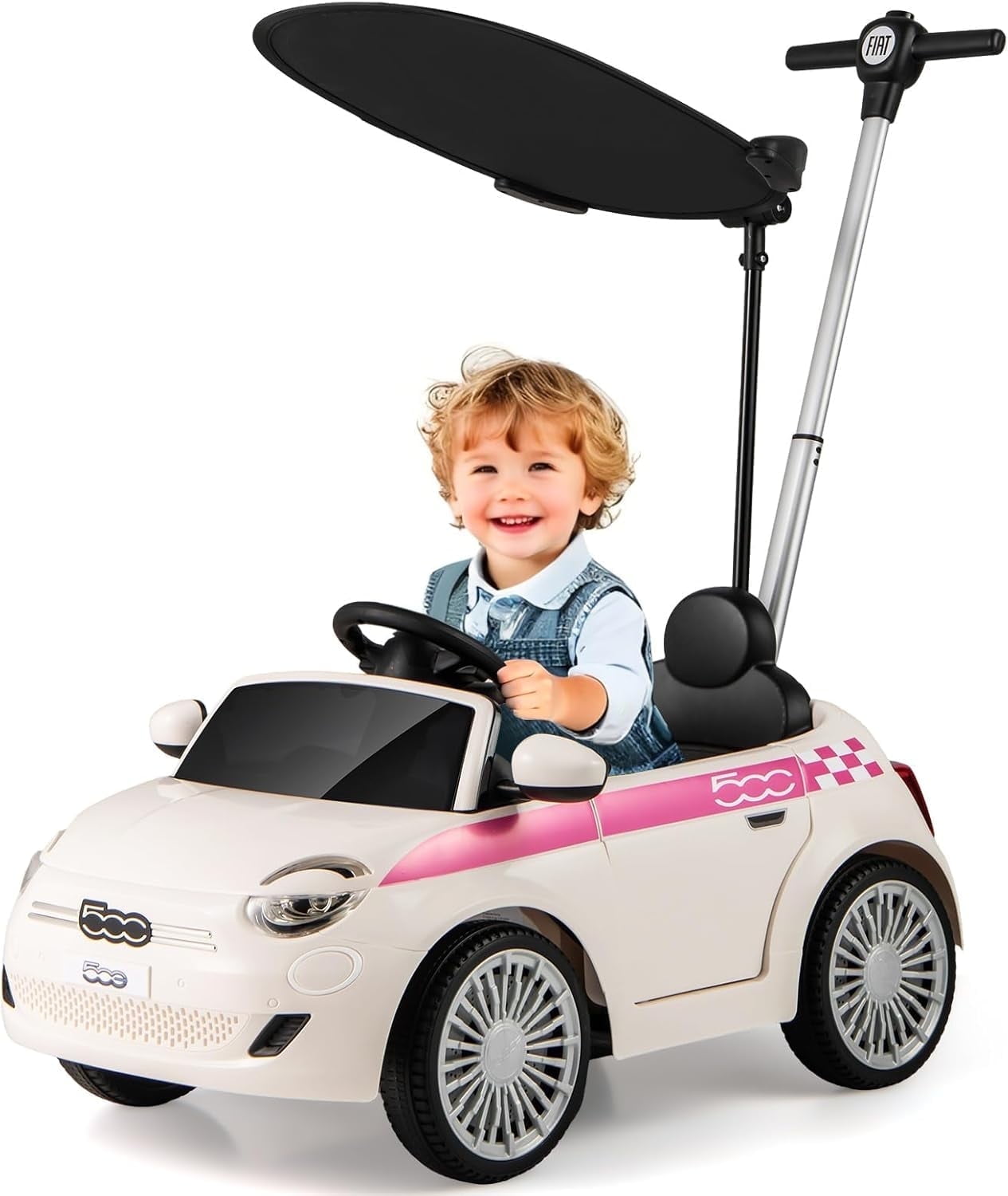 Licensed Fiat 500 Ride on Push Car by OLAKIDS, 3 in 1 Baby Stroller ...