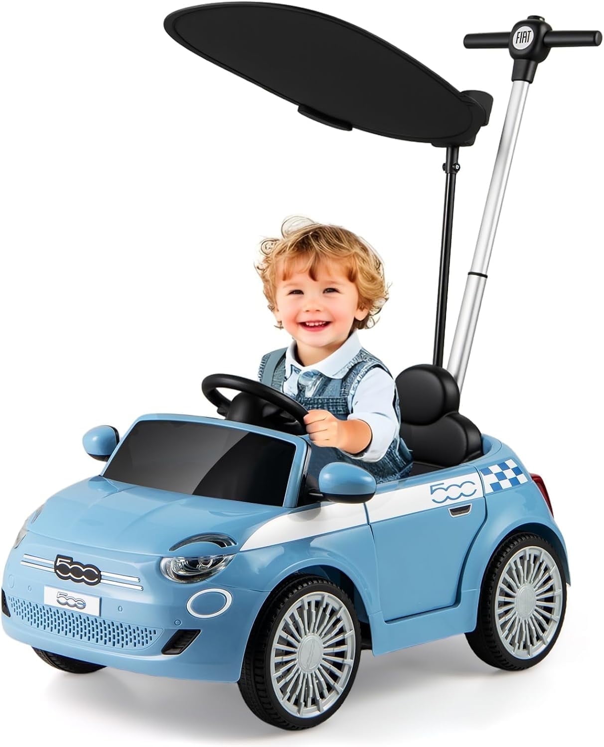 Licensed Fiat 500 Ride on Push Car by OLAKIDS, 3 in 1 Baby Stroller ...