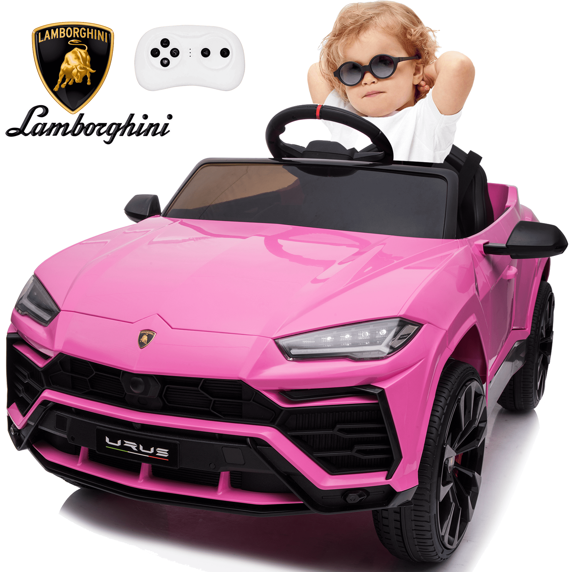 Parental Drivable Lamborghini Urus Kids Car, 12V Motor, LED Headlights ...