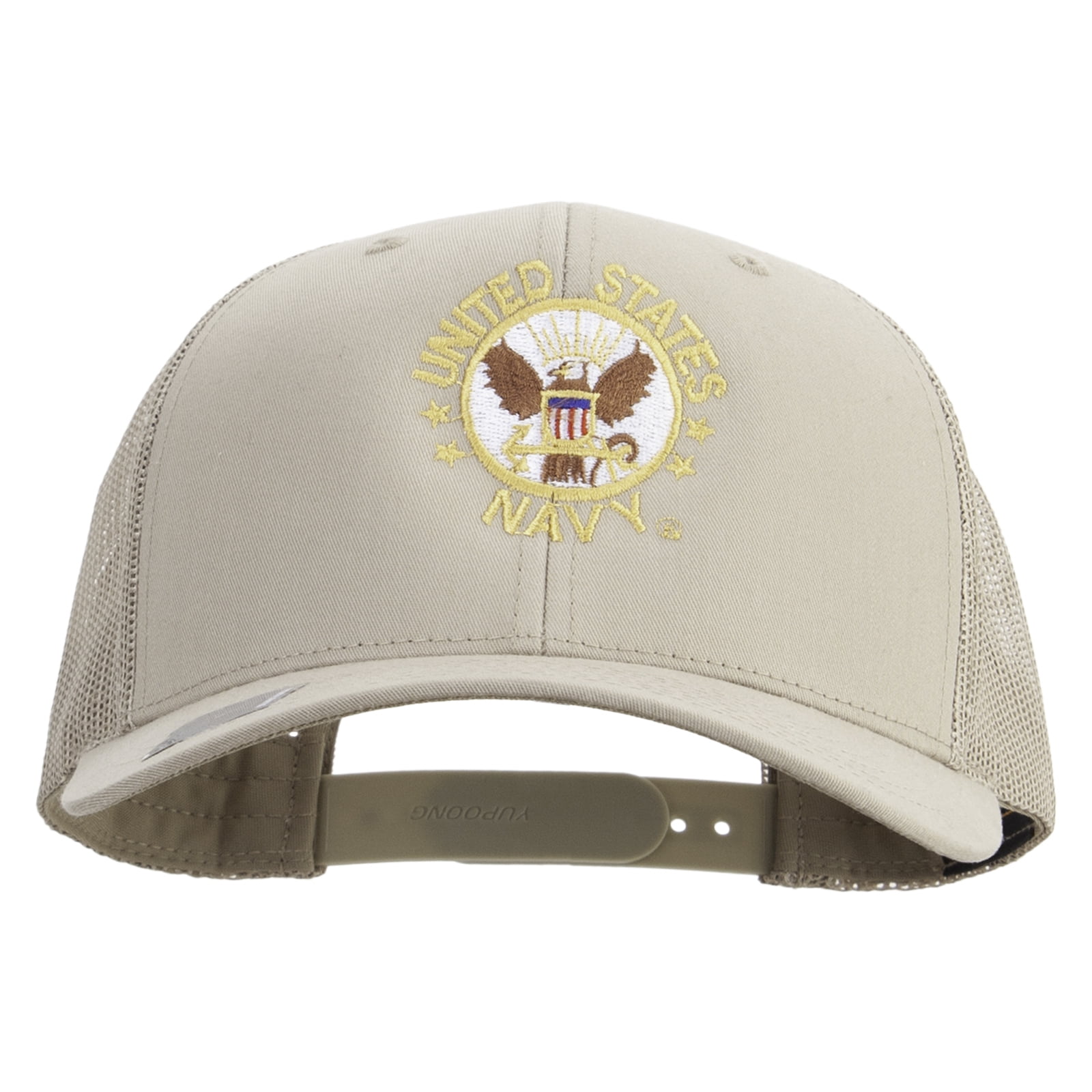 US Navy Circle Emblem Embroidered Retro Trucker Cap - Khaki OSFM ...