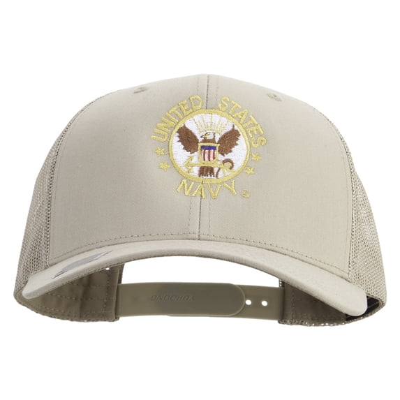 US Navy Circle Emblem Embroidered Retro Trucker Cap - Khaki OSFM ...