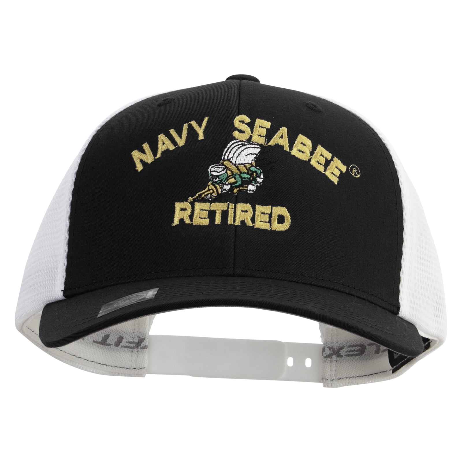 US Navy Seabee Retired Embroidered Flexfit 2 Tone Mesh Cap - Black ...