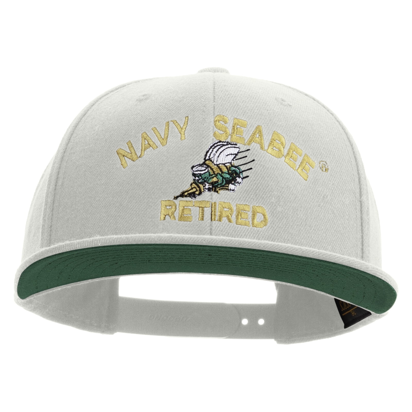 US Navy Seabee Retired Embroidered Wool Blend Prostyle Snapback Cap ...