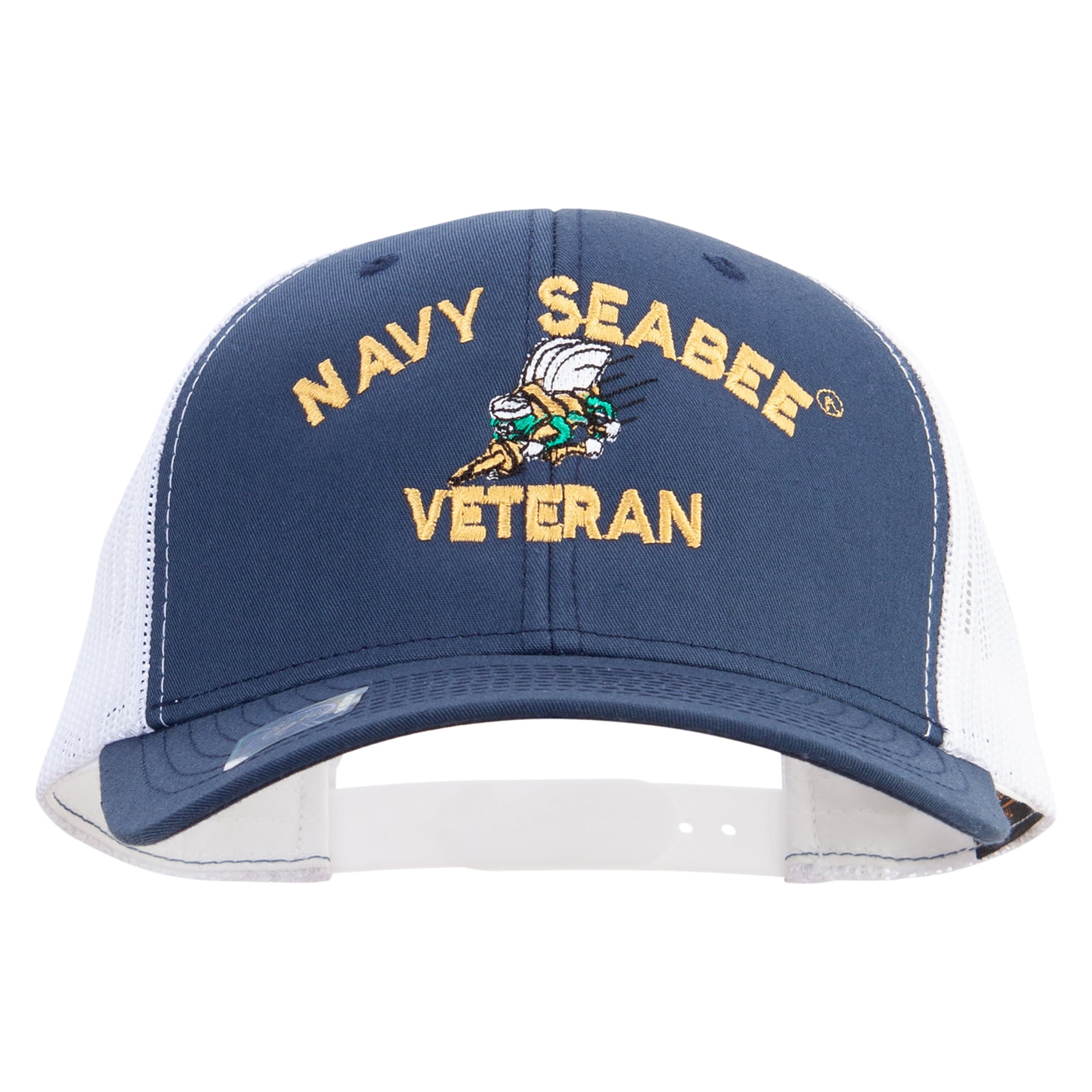 US Navy Seabee Veteran Embroidered Contrast Trucker Cap - Navy White ...