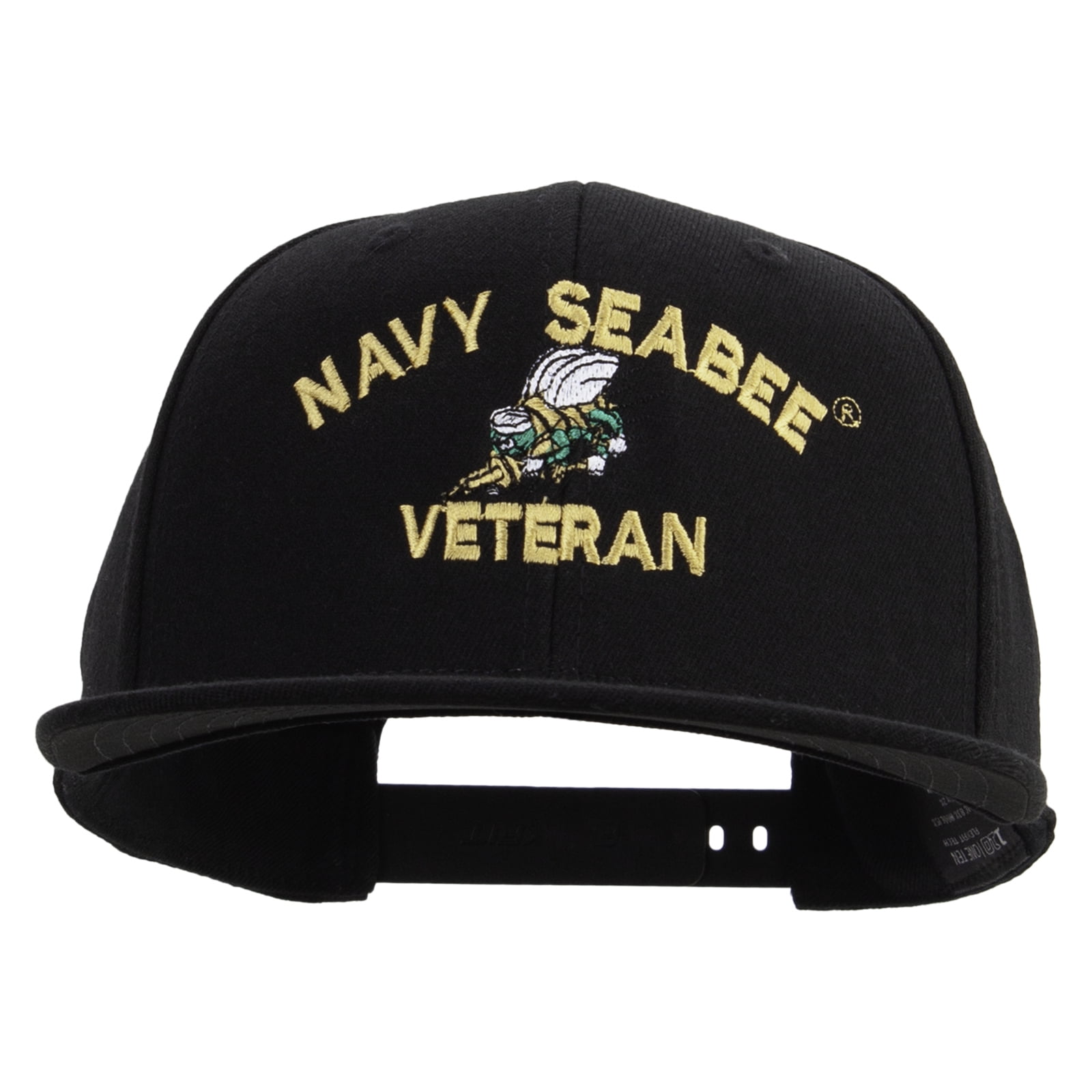 US Navy Seabee Veteran Embroidered Flexfit Snapback Style Cap - Black ...