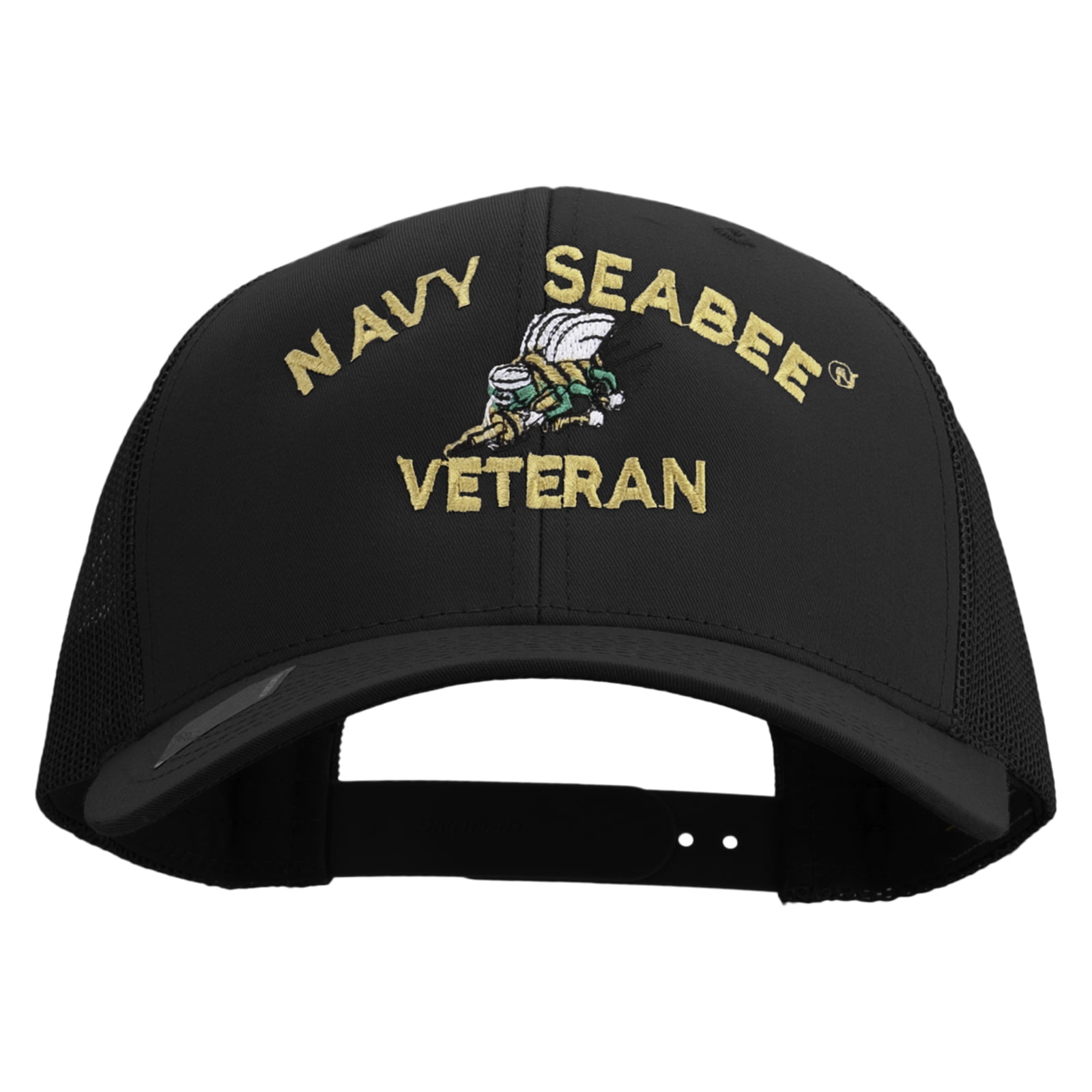US Navy Seabee Veteran Embroidered Retro Trucker Cap - Black OSFM ...