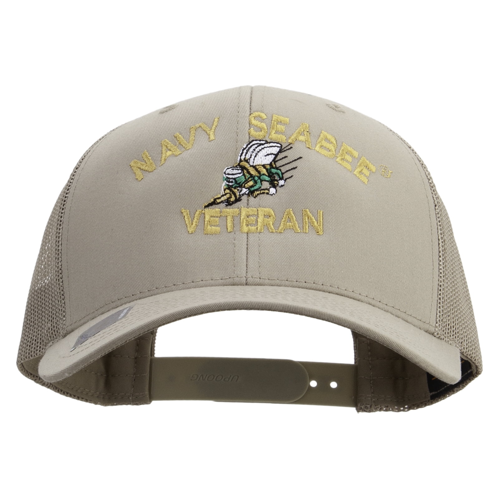 US Navy Seabee Veteran Embroidered Retro Trucker Cap - Khaki OSFM ...