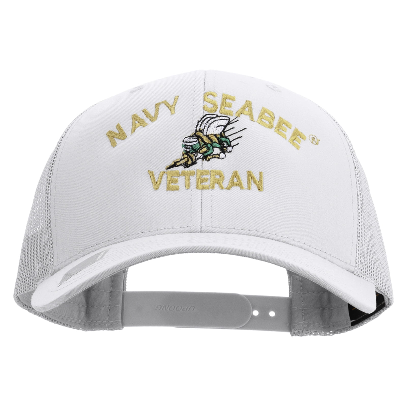 US Navy Seabee Veteran Embroidered Retro Trucker Cap - White OSFM ...