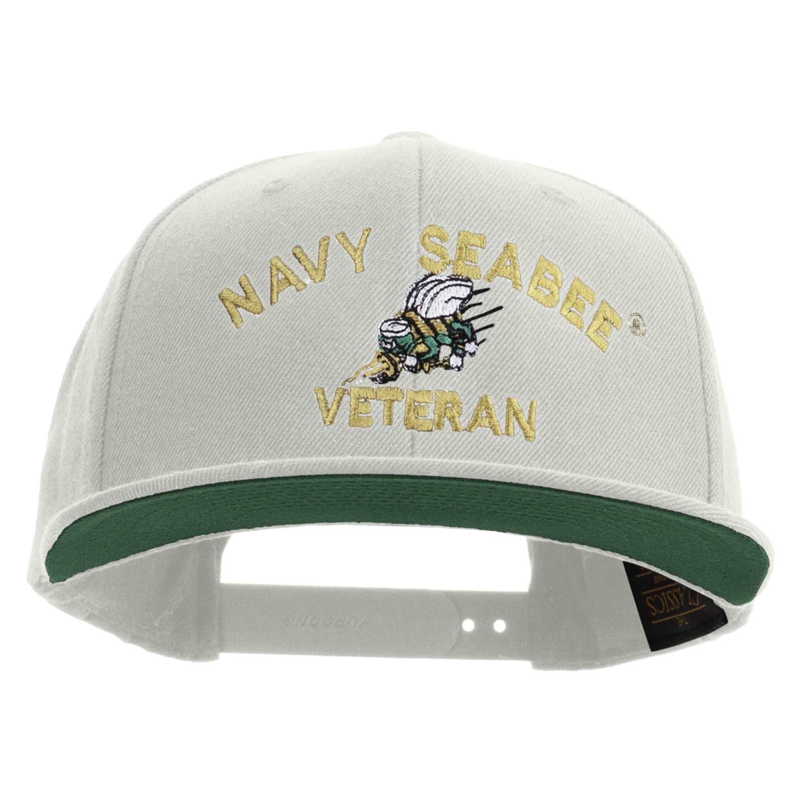 US Navy Seabee Veteran Embroidered Wool Blend Prostyle Snapback Cap ...