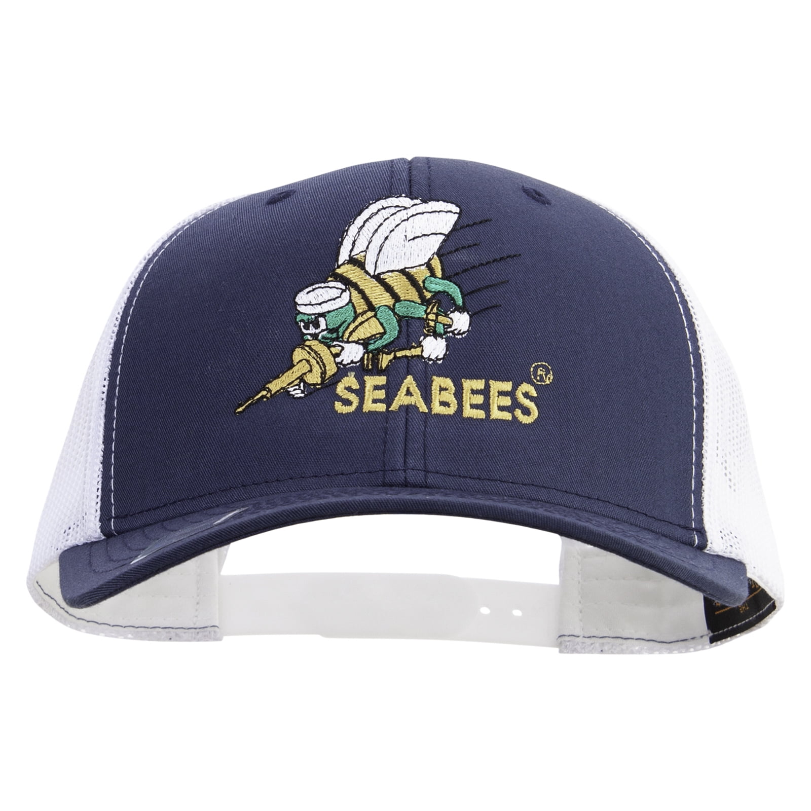 US Navy Seabees Embroidered Contrast Trucker Cap - Navy White OSFM ...