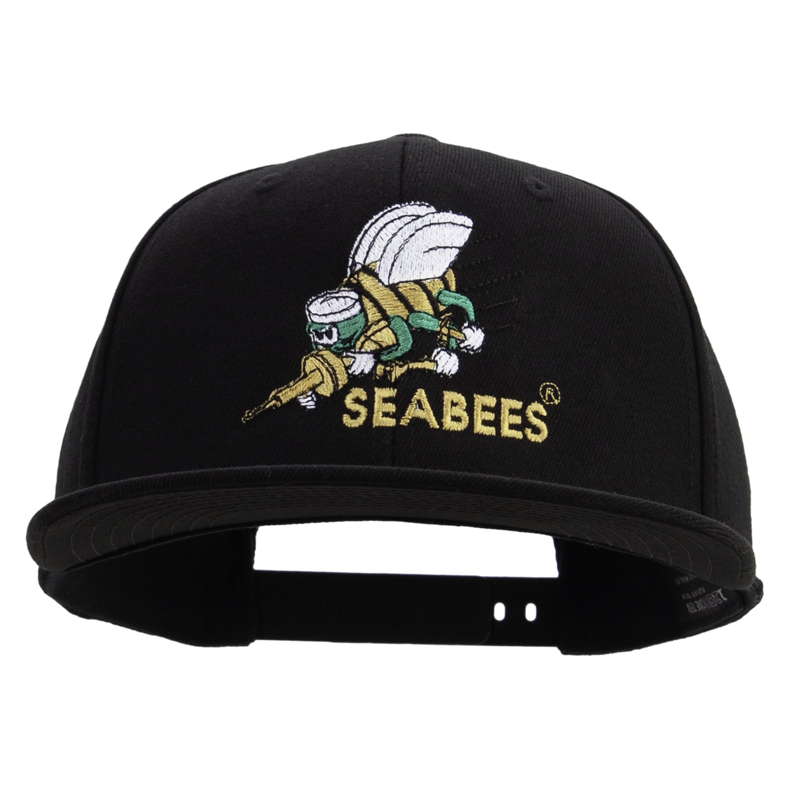 US Navy Seabees Embroidered Flexfit Snapback Style Cap - Black OSFM ...