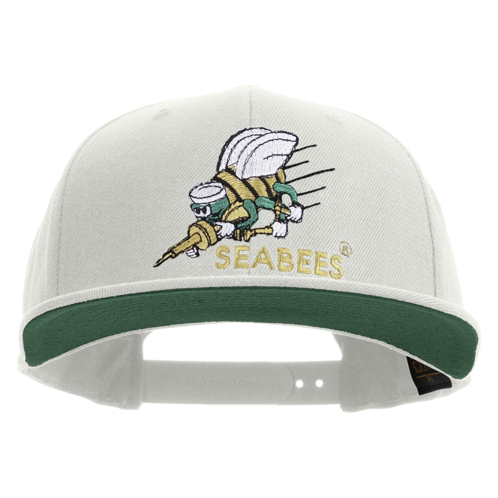 US Navy Seabees Embroidered Wool Blend Prostyle Snapback Cap - Natural ...