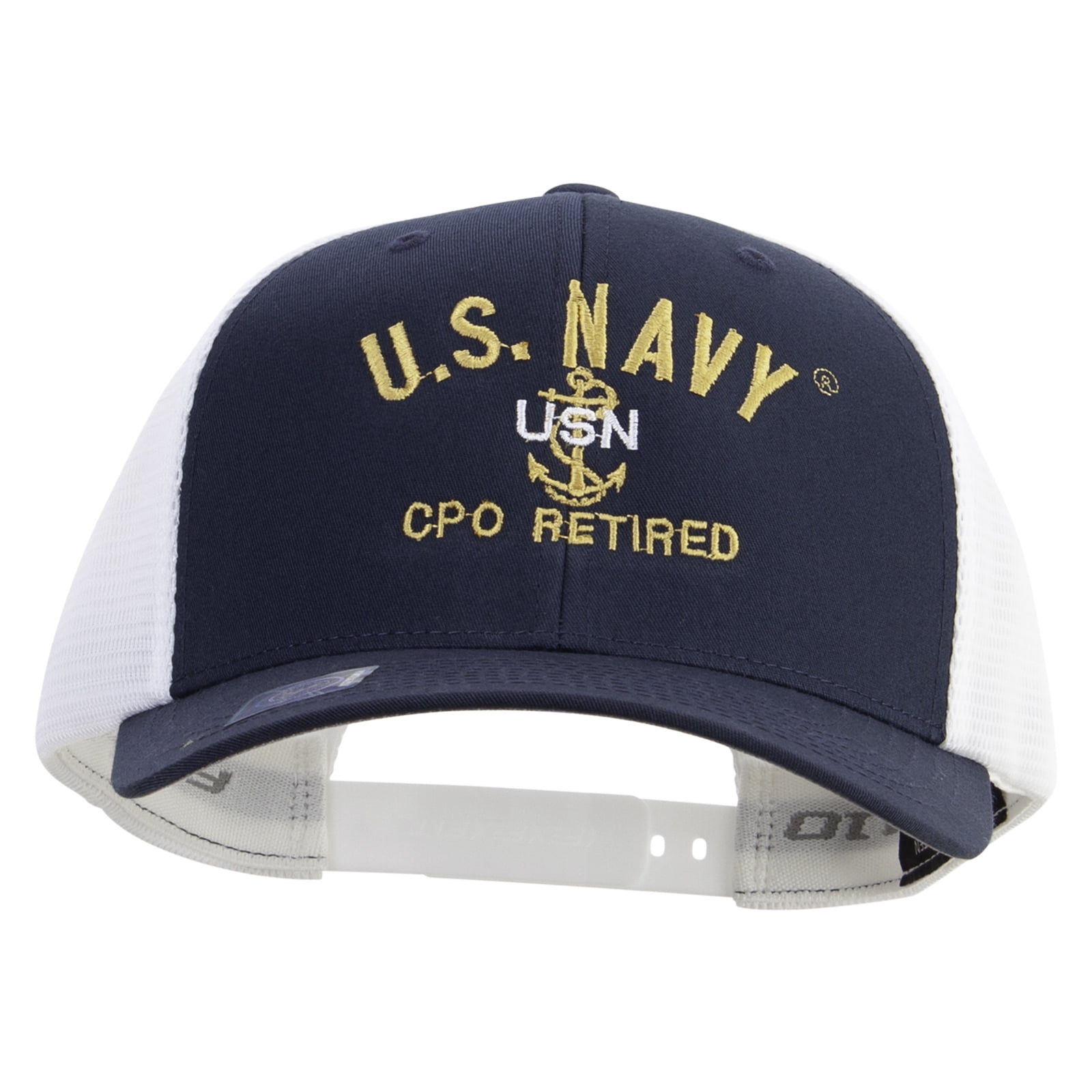 US Navy USN CPO Retired Embroidered Flexfit 2 Tone Mesh Cap - Navy ...