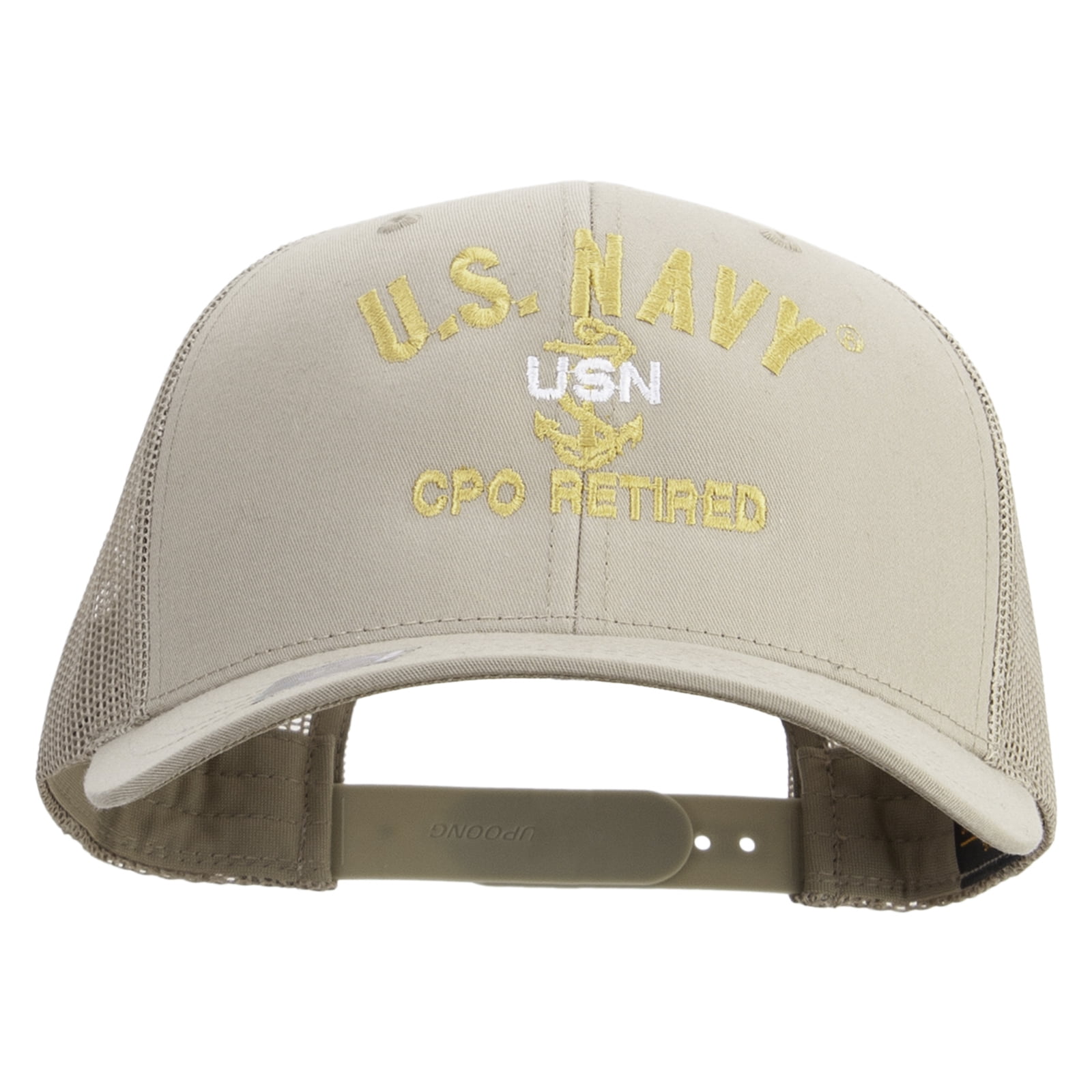 US Navy USN CPO Retired Embroidered Retro Trucker Cap - Khaki OSFM ...