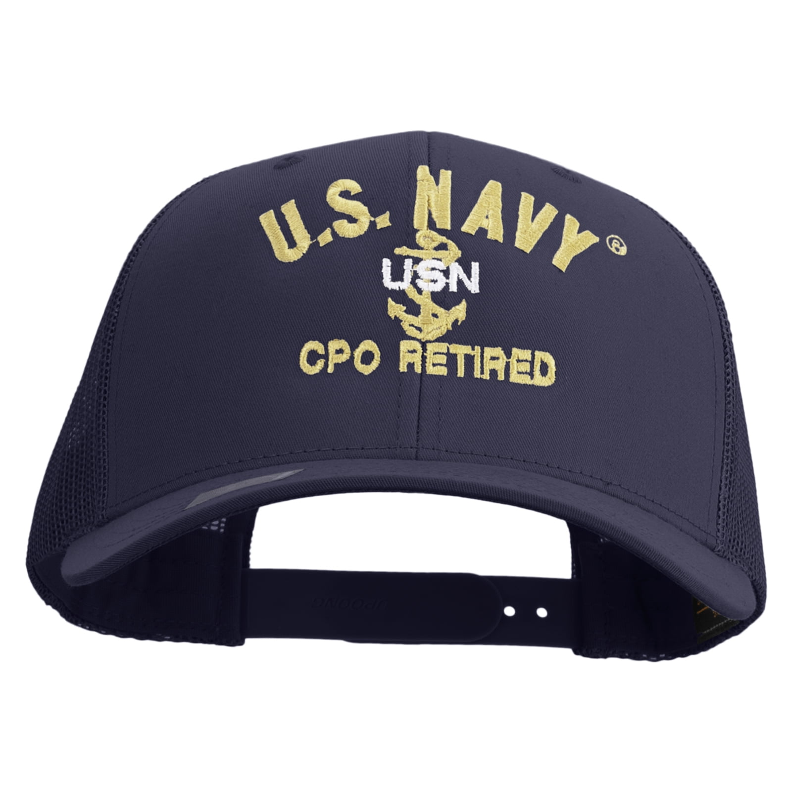 Licensed US Navy USN CPO Retired Embroidered Retro Trucker Cap - Navy ...