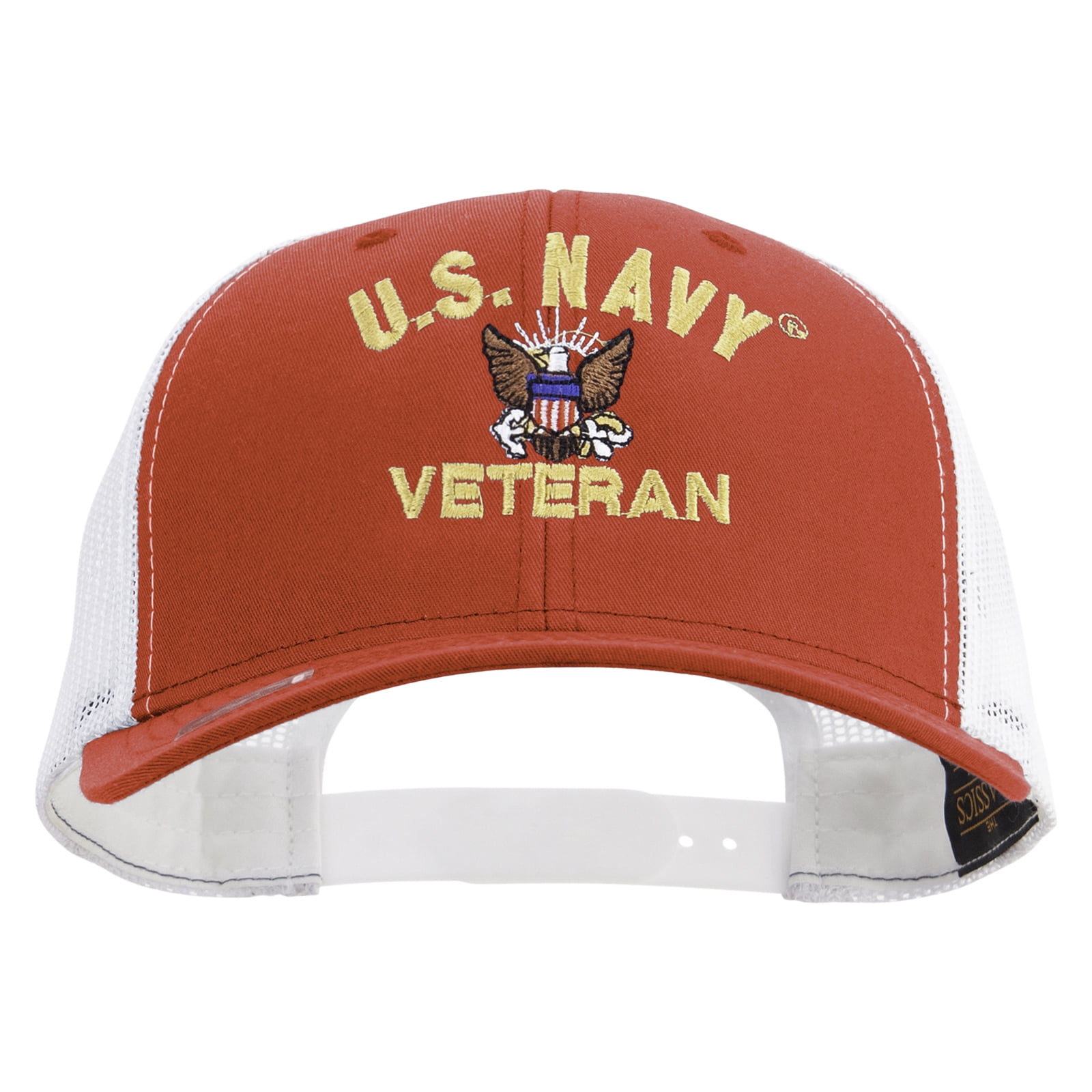 US Navy Veteran Embroidered Contrast Trucker Cap - Red White OSFM ...
