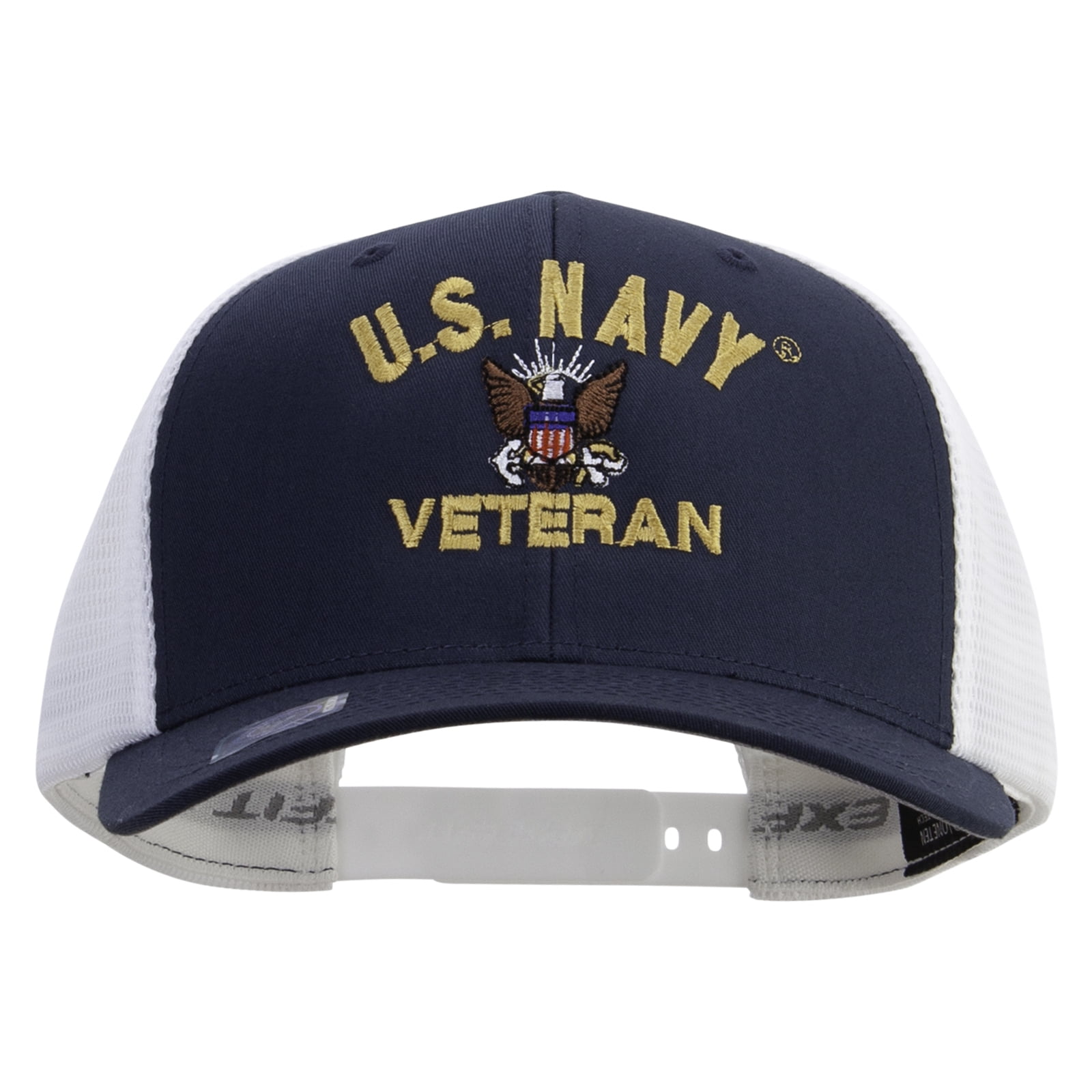 US Navy Veteran Embroidered Flexfit 2 Tone Mesh Cap - Navy White OSFM ...