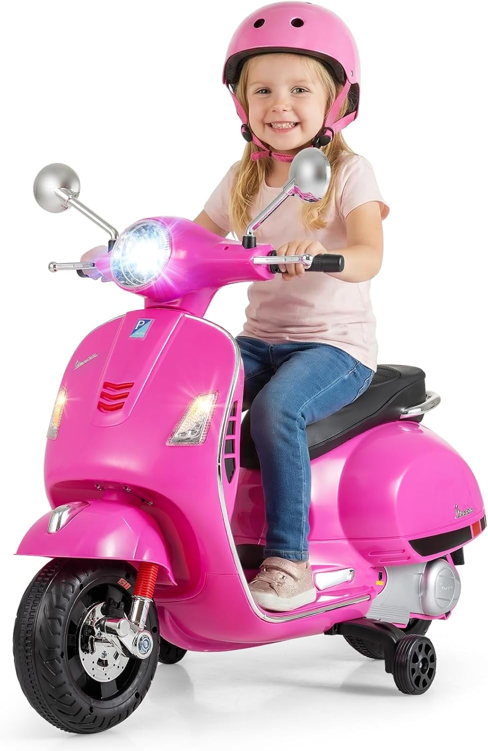 Licensed Vespa 12V Kids Motorcycle by OLAKIDS with Training Wheels ...