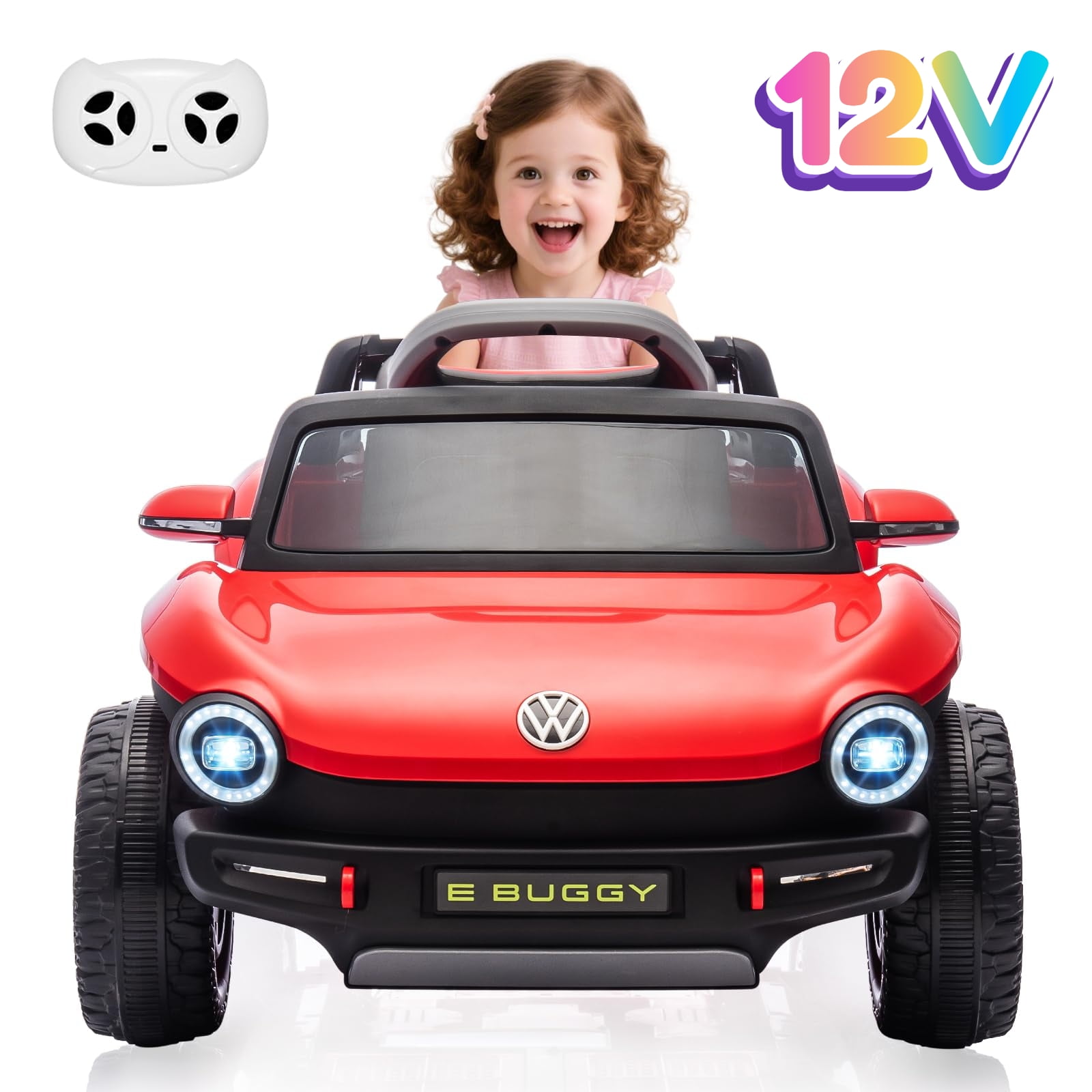 Licensed Volkswagen Beetle Ride-On Car for Kids, 12V Electric Vehicle ...