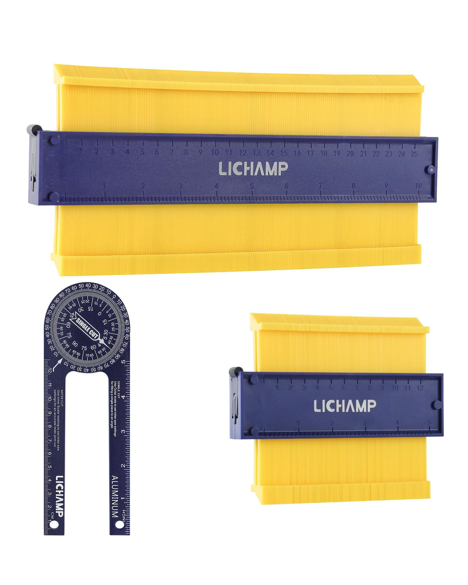 Lichamp Contour Gauge Profile Tool 5" 10" with Miter Saw Protractor ...
