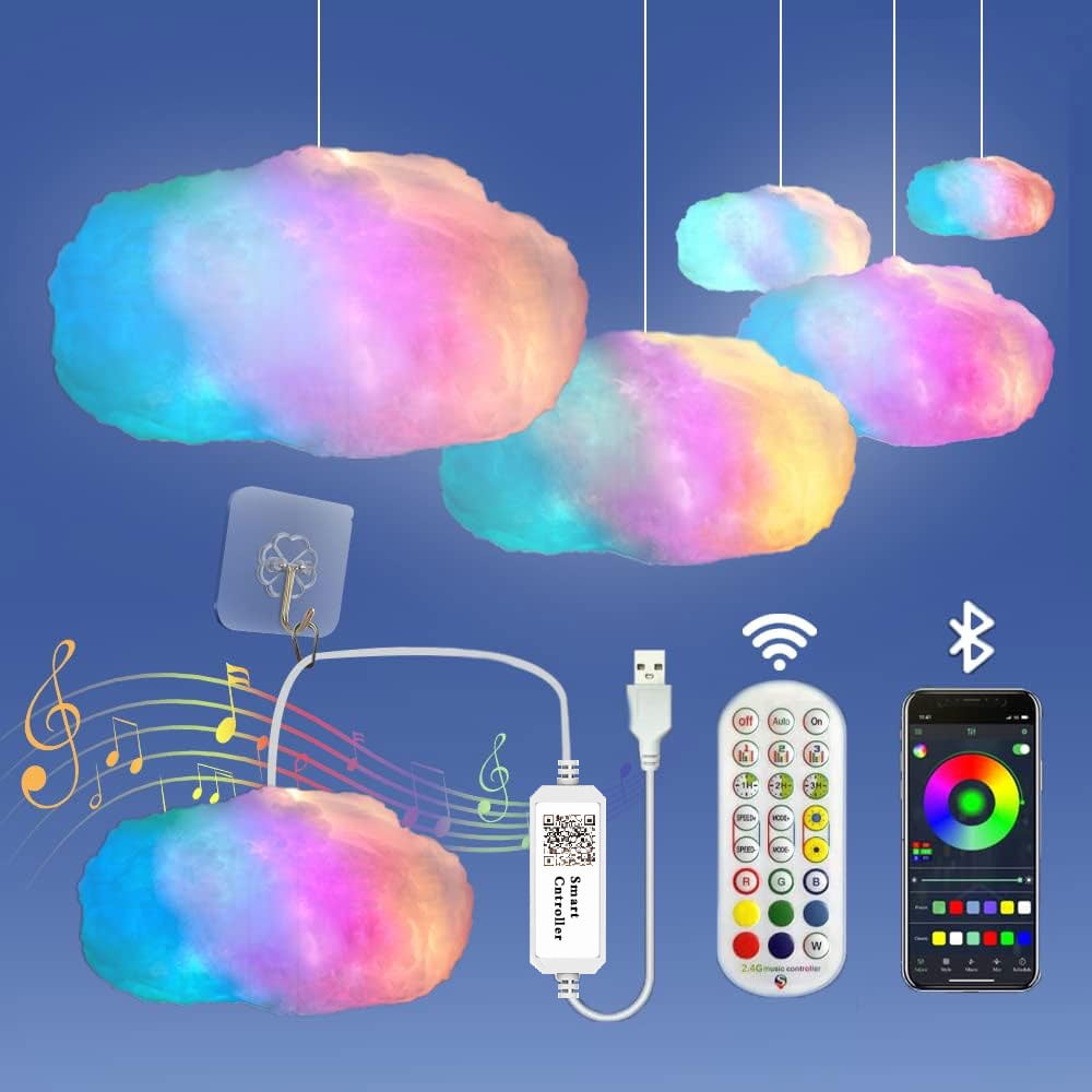 Lichaser LED Cloud Light, RGB Night Lamp for Kids Room, App & Remote ...