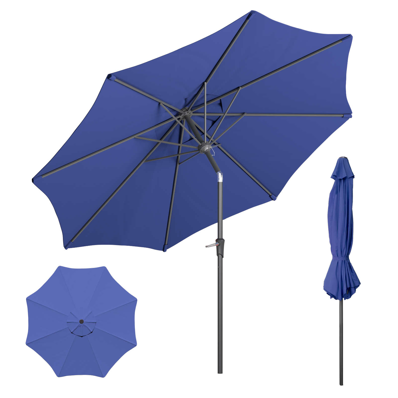 Licheers 10ft octagonal market terrace umbrella w/ Push Button Tilt and ...