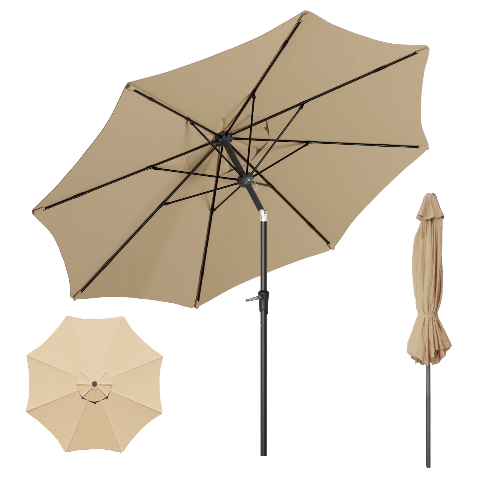 Licheers 9ft octagonal market terrace umbrella w/ Push Button Tilt and ...