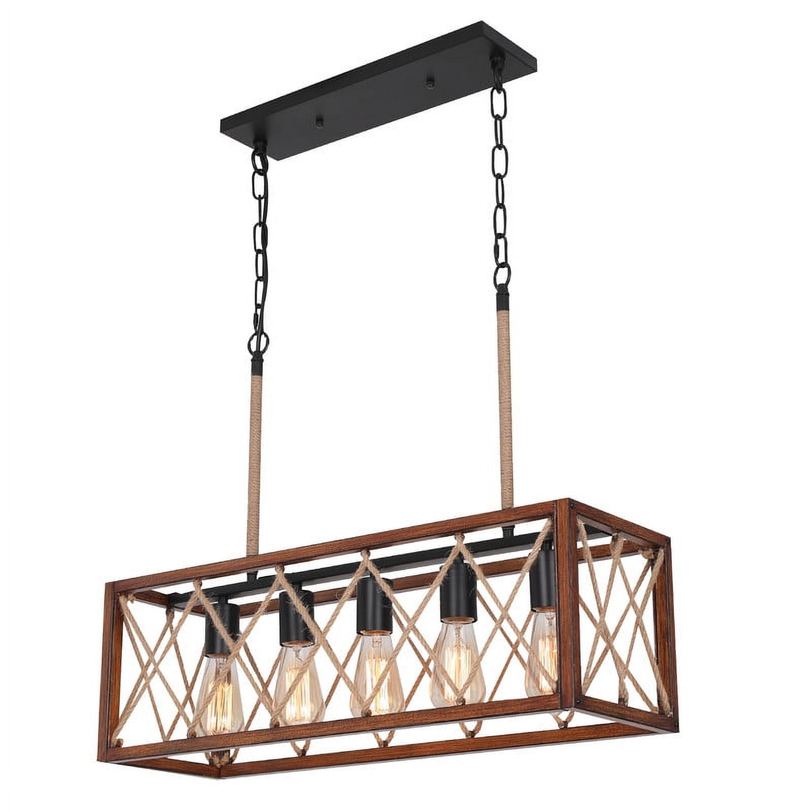 Lichi 5-Light Farmhouse Dimmable Rustic Wood Grain Finish Pool Table ...