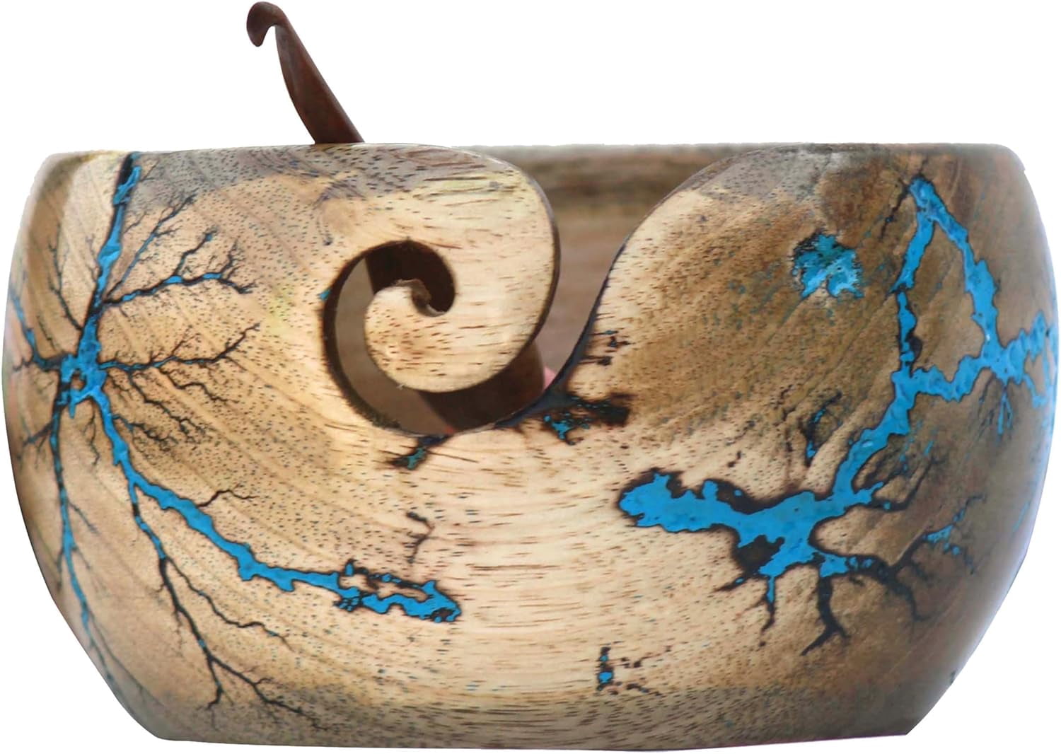 Lichtenberg Figure Yarn Bowl - Handmade Wooden Yarn Bowl for Knitting ...