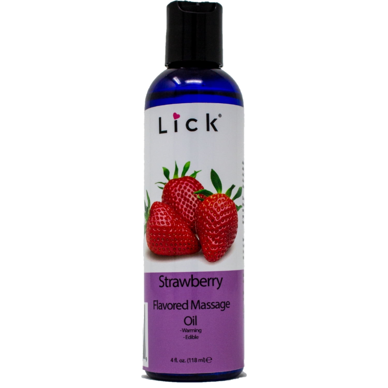 Lick Strawberry Flavored Natural Massage Oil - Vitamin E Oil Infused ...