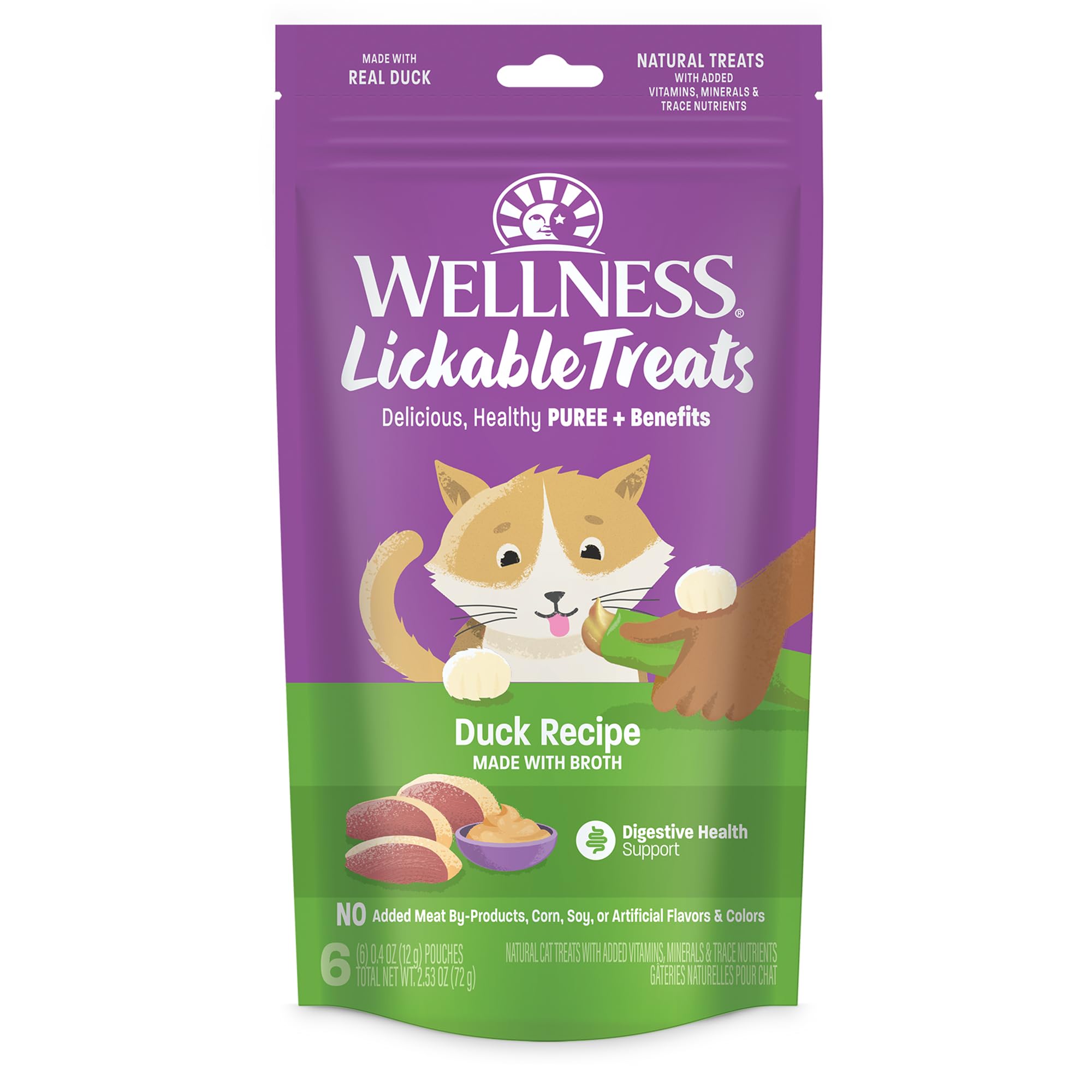 Lickable Treats Soft Puree Natural Grain Free Adult Cat Treats, Duck ...