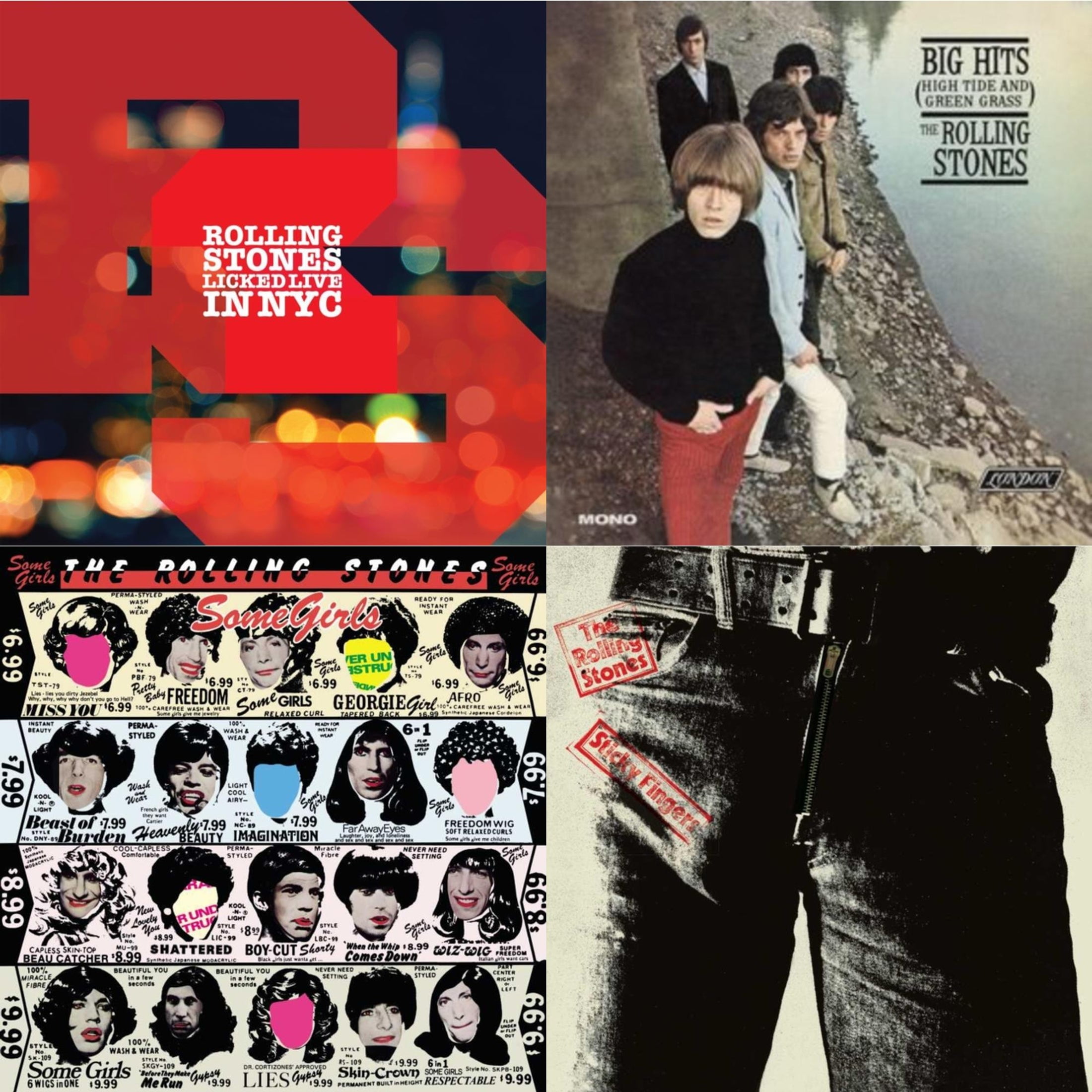 Licked Live In Nyc (White Vinyl/3LP) & Big Hits (High Tide Green Grass LP Vinyl) & Some Girls ...