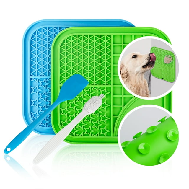 Licking Mat for Dogs & Cats 2 Pack with Suction Cups,Dog Peanut Butter Lick Pads for Boredom ...