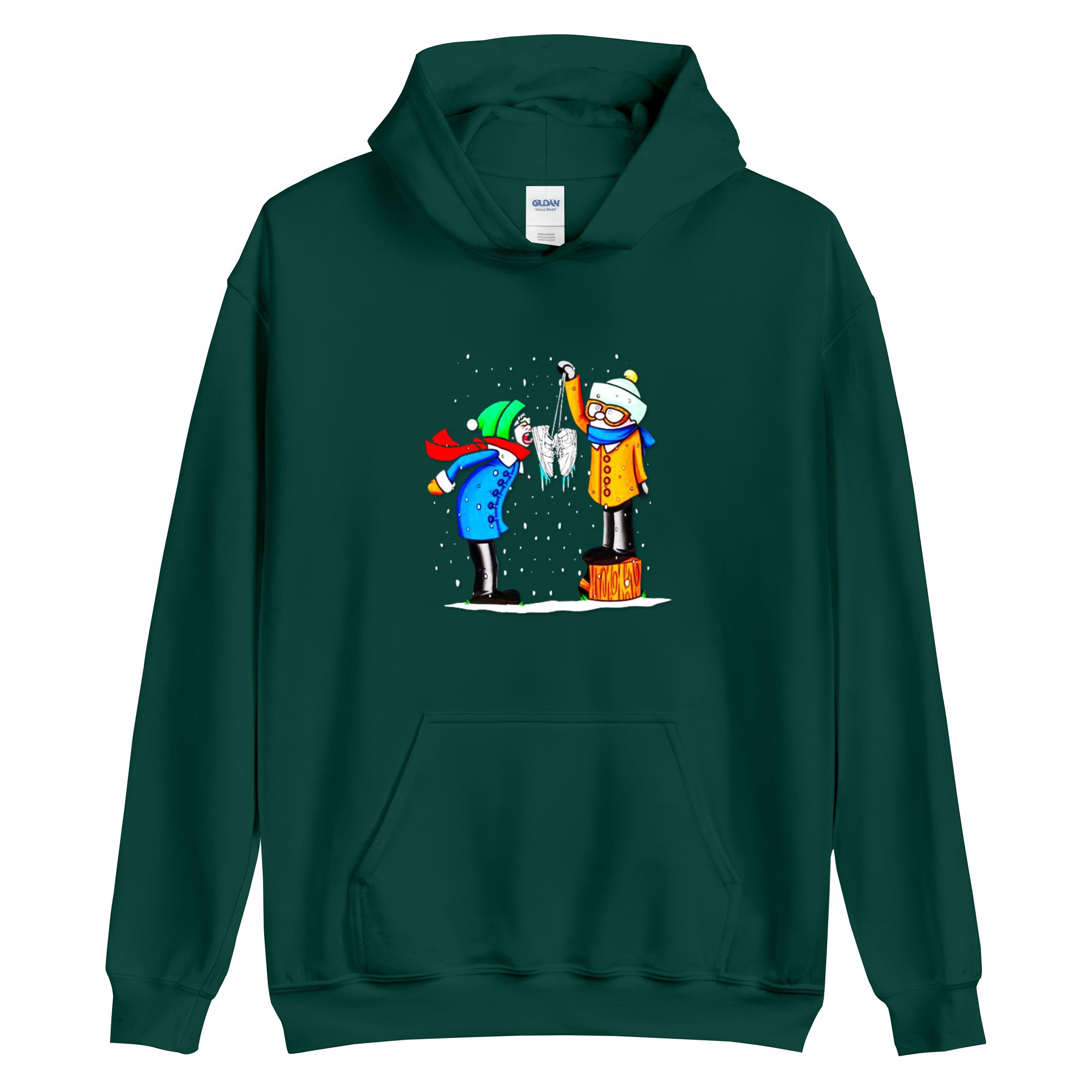 Licking shoe soles in the falling snow Christmas shirt-removebg-preview ...
