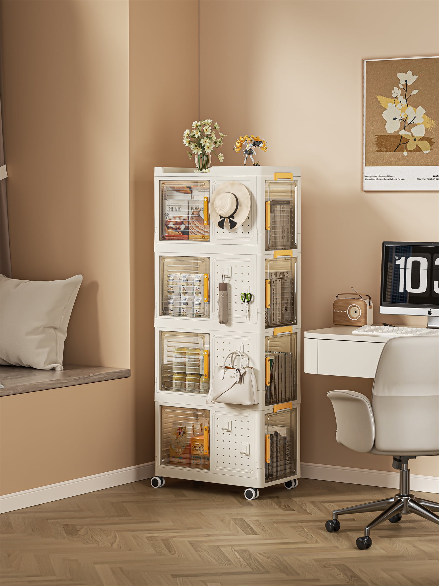 Licperron 4-Tier Rolling Storage Bookcase with Wheels, Large Capacity ...