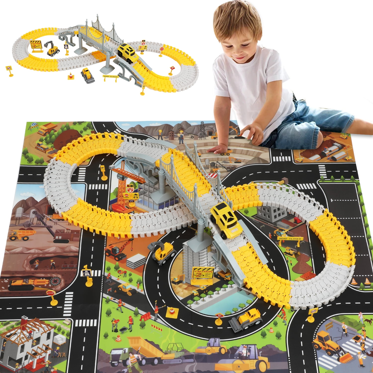 Lictin Construction Toys Race Tracks for Kids, 180PCS DIY Flexible ...