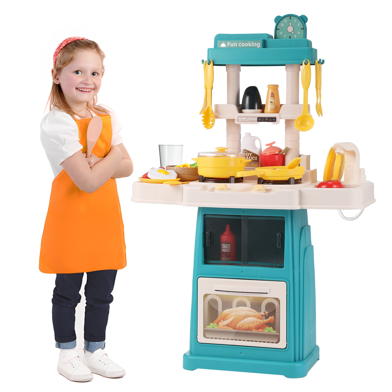 Play Kitchen Set for Kids, Lictin 48PCS Kitchen Playset with Real ...