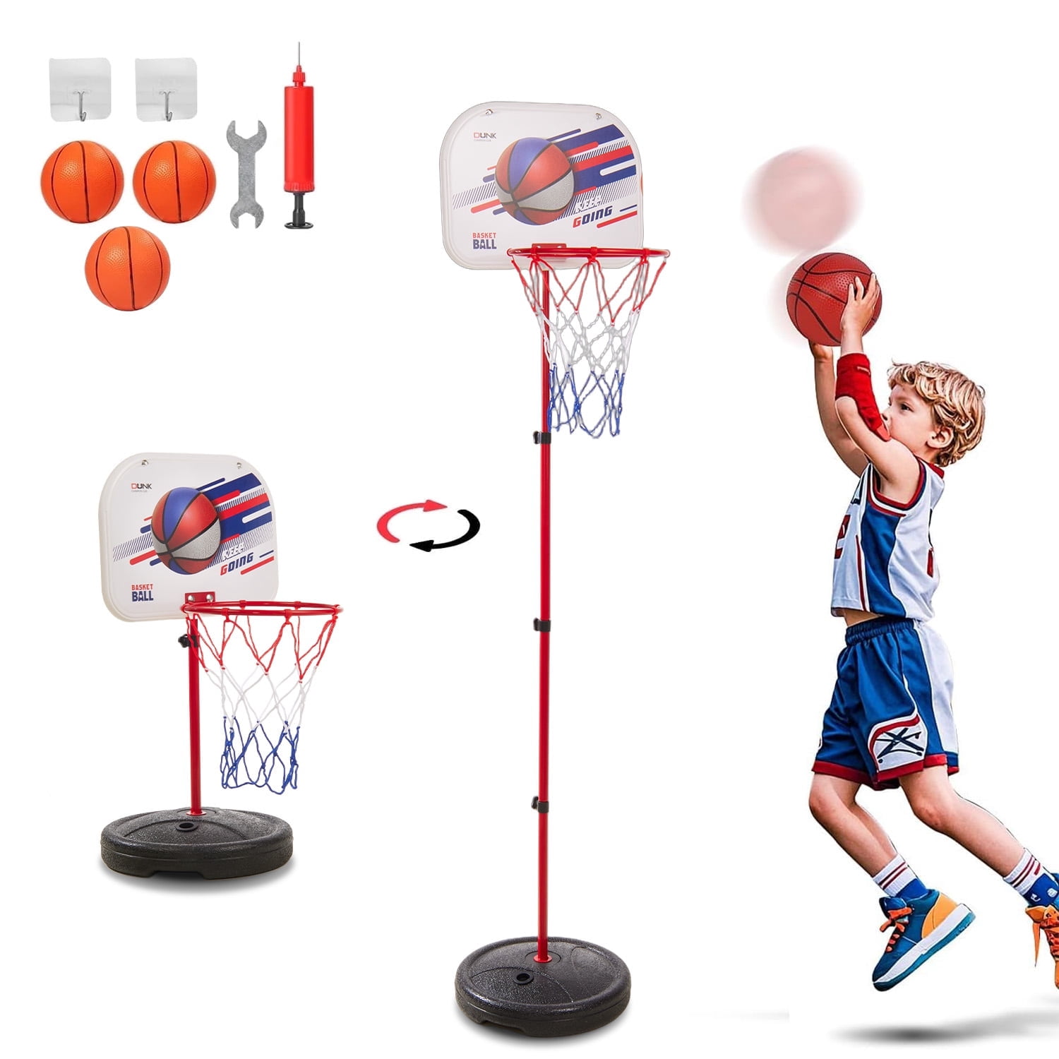 Lictin Basketball Hoop for Kids, Adjustable Height 1.97ft-4.92ft ...