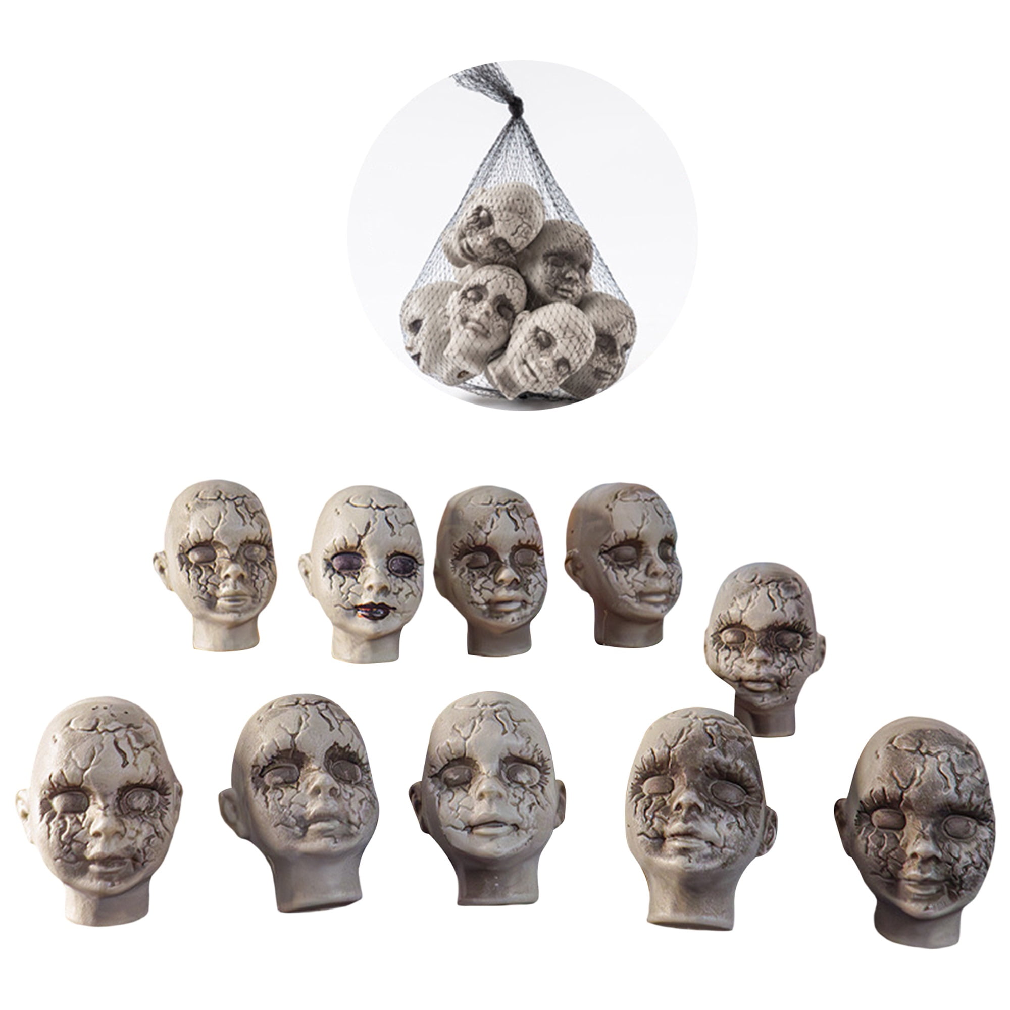 Licupiee 10 Pcs Halloween Skeletons Plastic Realistic Human Skull Head ...